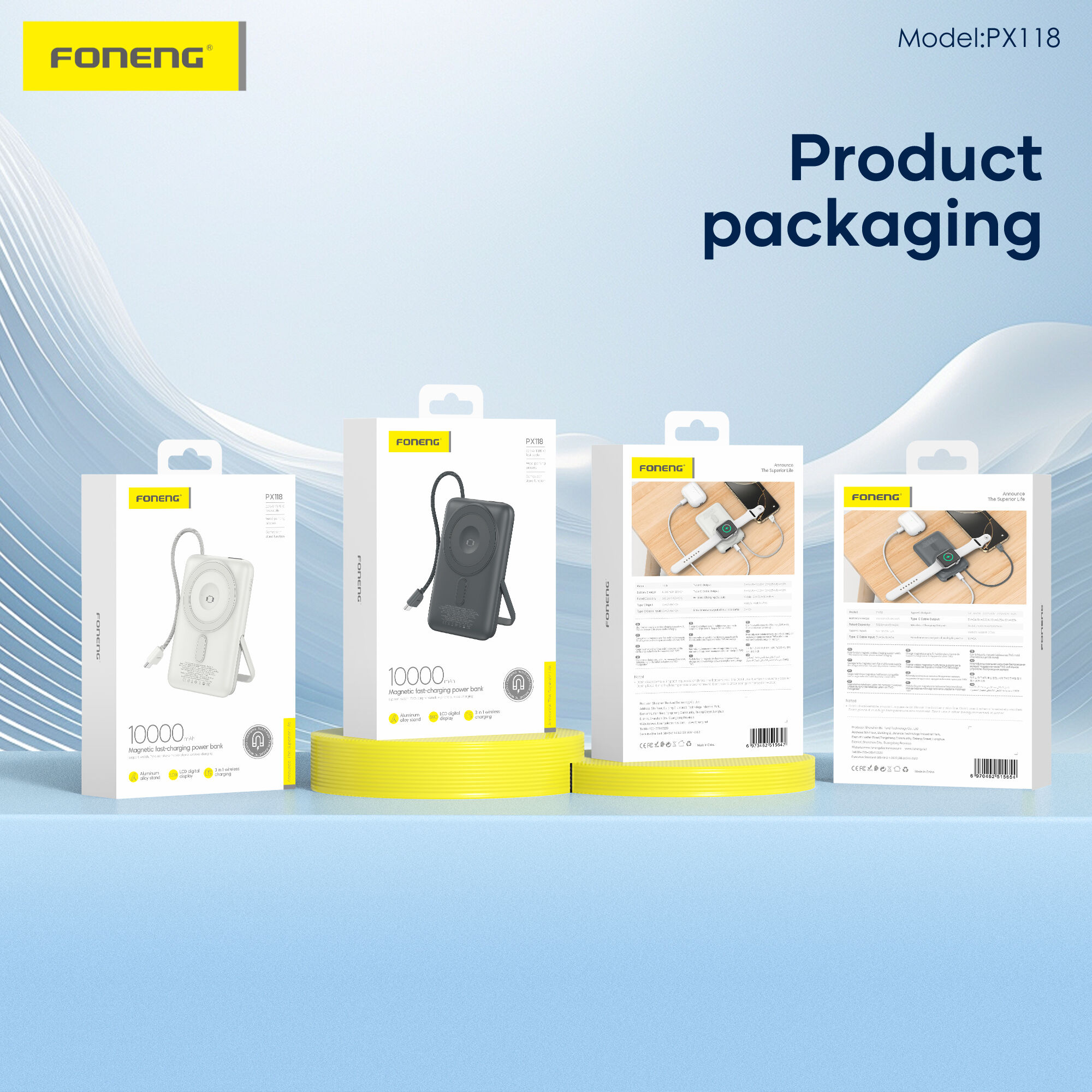 Foneng 2025 New Px118 Built-in Cable&stand Power Bank 10000 Mah ...