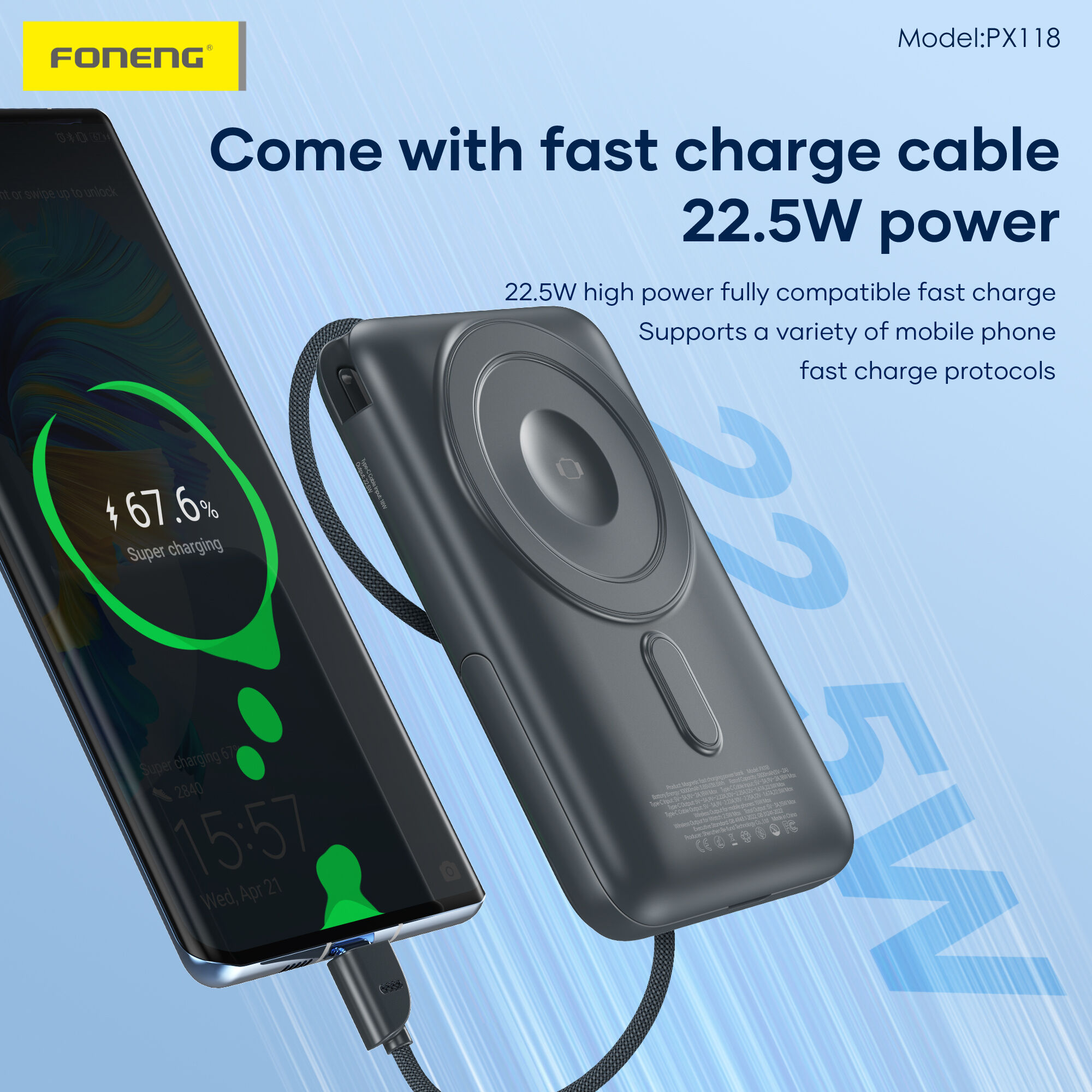 Foneng 2025 New Px118 Built-in Cable&stand Power Bank 10000 Mah ...