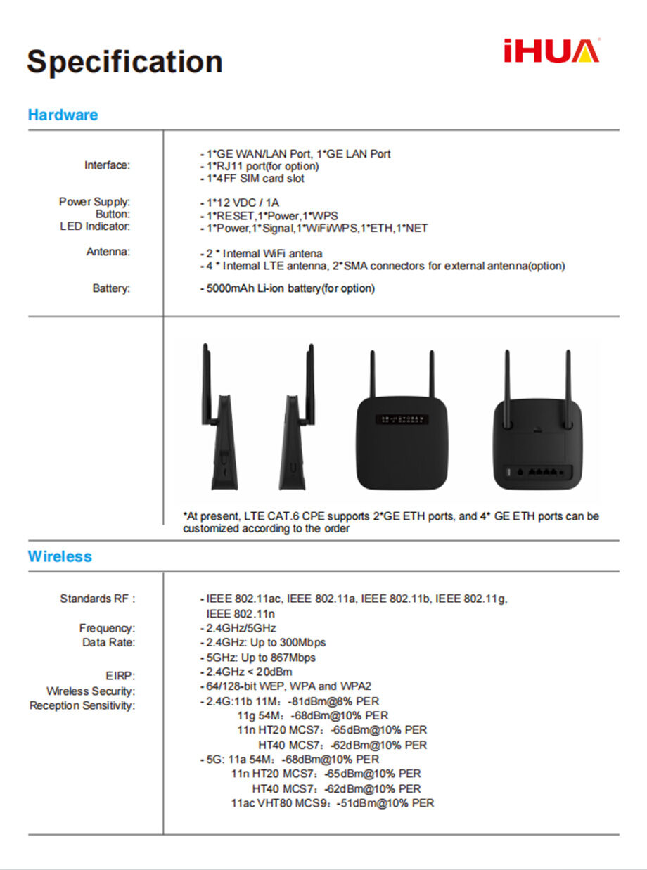 4g Lte Cat4 Indoor Cpe Wi-fi Router Support Sim Card Battery For Home ...