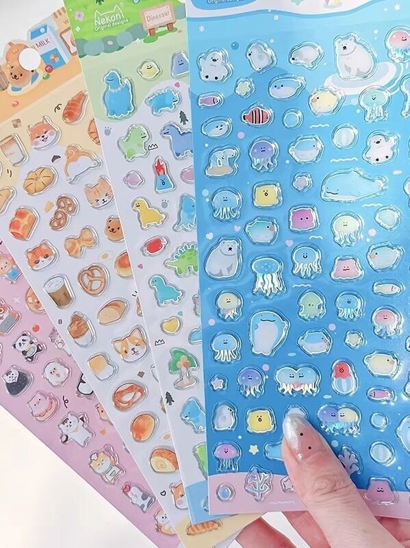 Cute Mini Crystal Stickers 3d Pvc Stickers Dinosaur Marine Organism ...