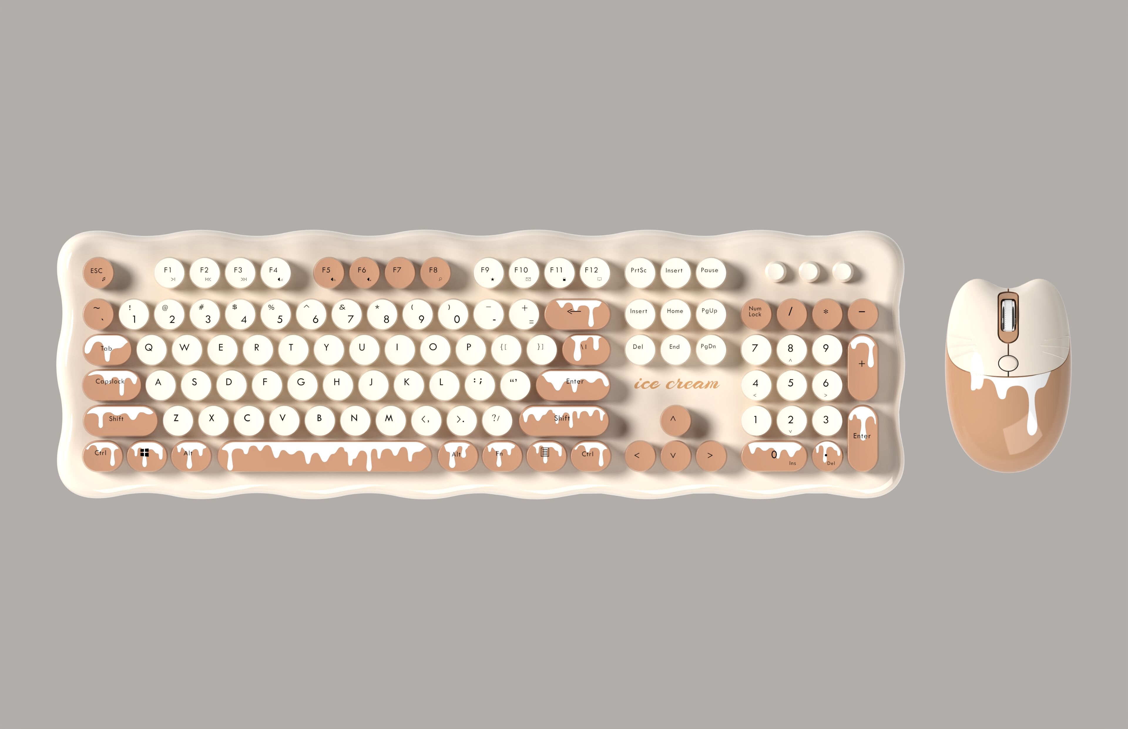 2025 Ice Cream Wireless Full Size Keyboard With Elegant Round-keycap ...