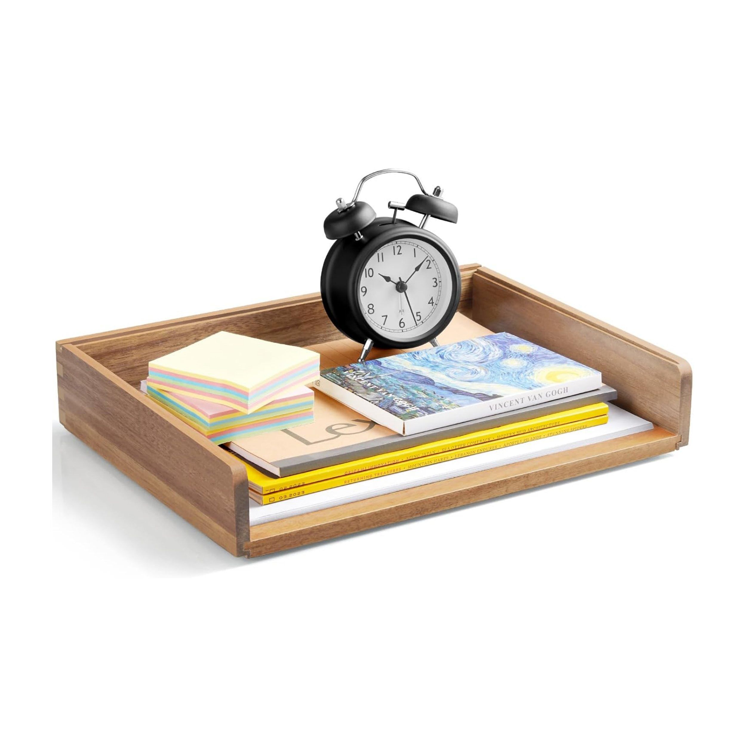 Wooden Stackable Paper Tray Acacia Wood Letter Tray Paper Organizer For ...