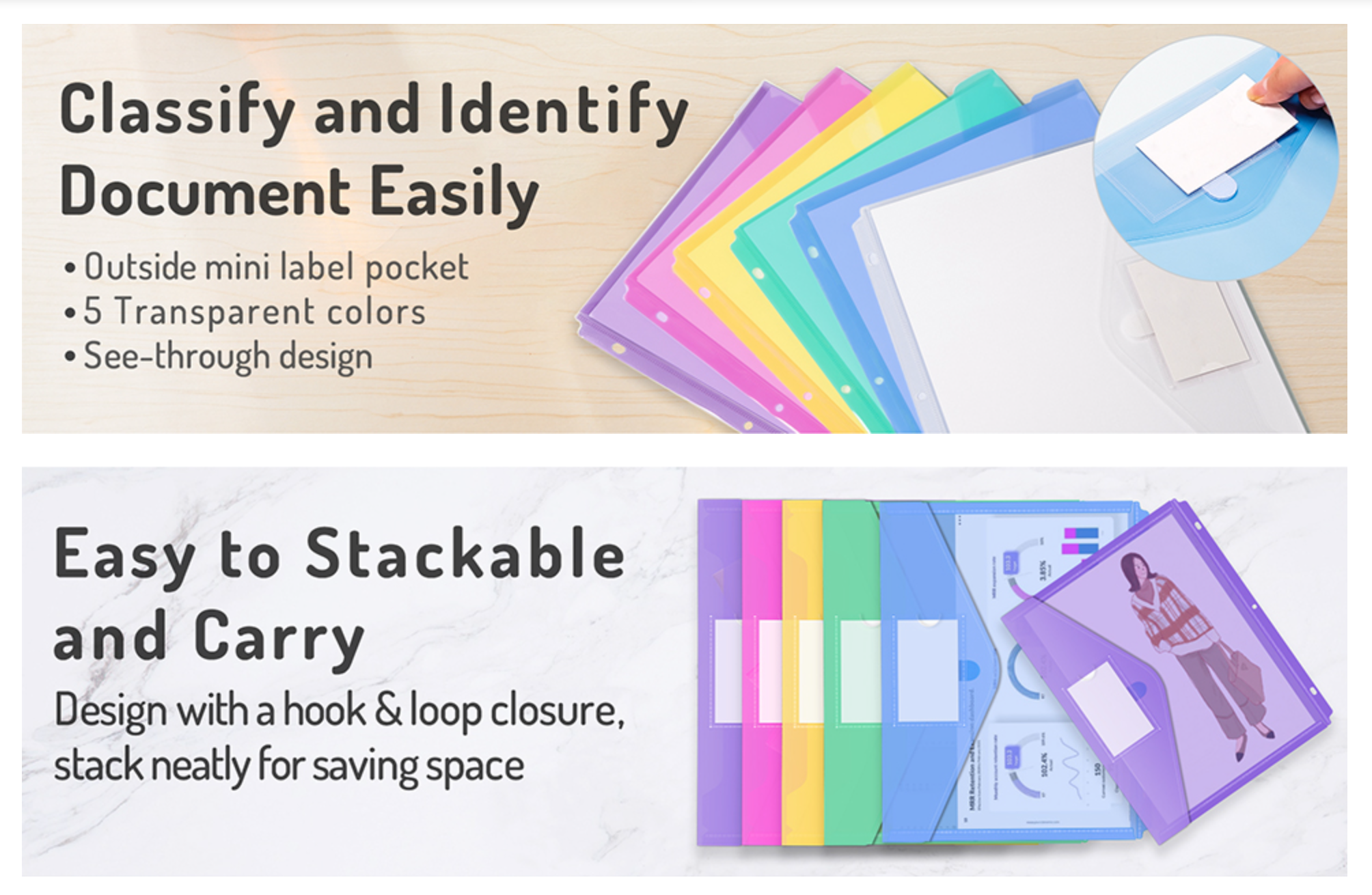 10 Pack Super Heavyweight Poly Binder Pocket With Tight Closure, Binder ...