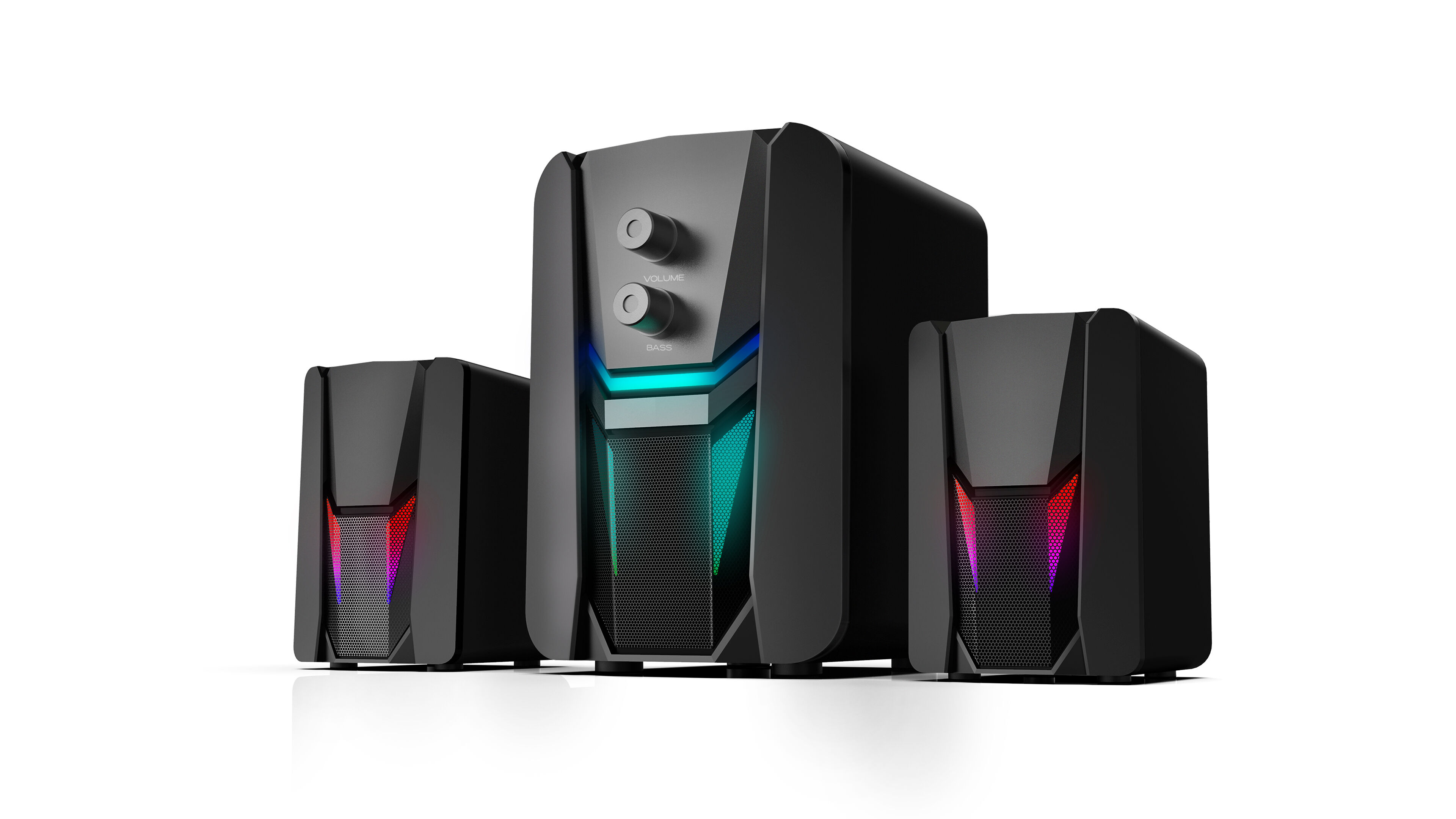 Wholesale2.1 Usb Subwoofer Rainbow Light With Rotary Button Adjust ...