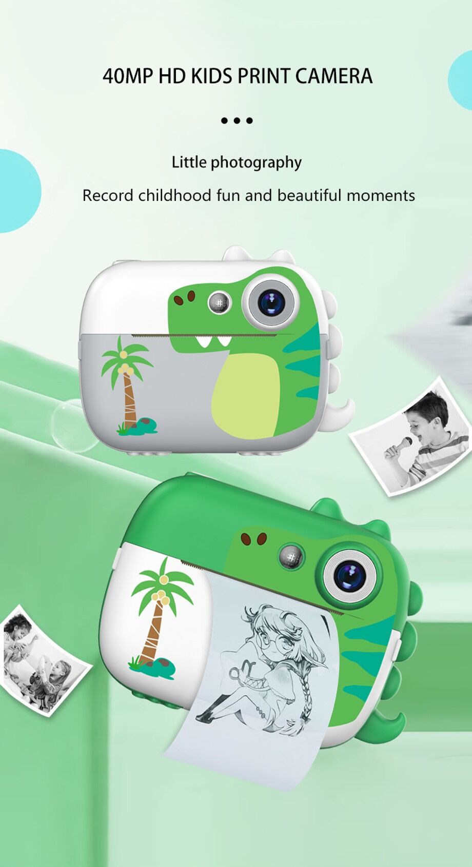 Thermal Paper Baby Selfie Ips Screen Children Toy Mini Video Print Mini ...