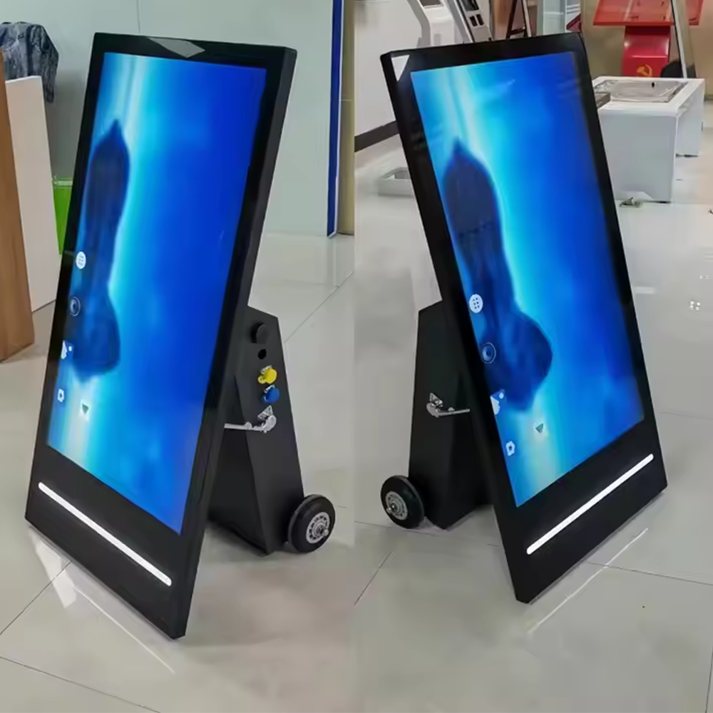 43 Inch Floor Standing Advertising Screen Wireless Player Display Portable Battery Powered ...