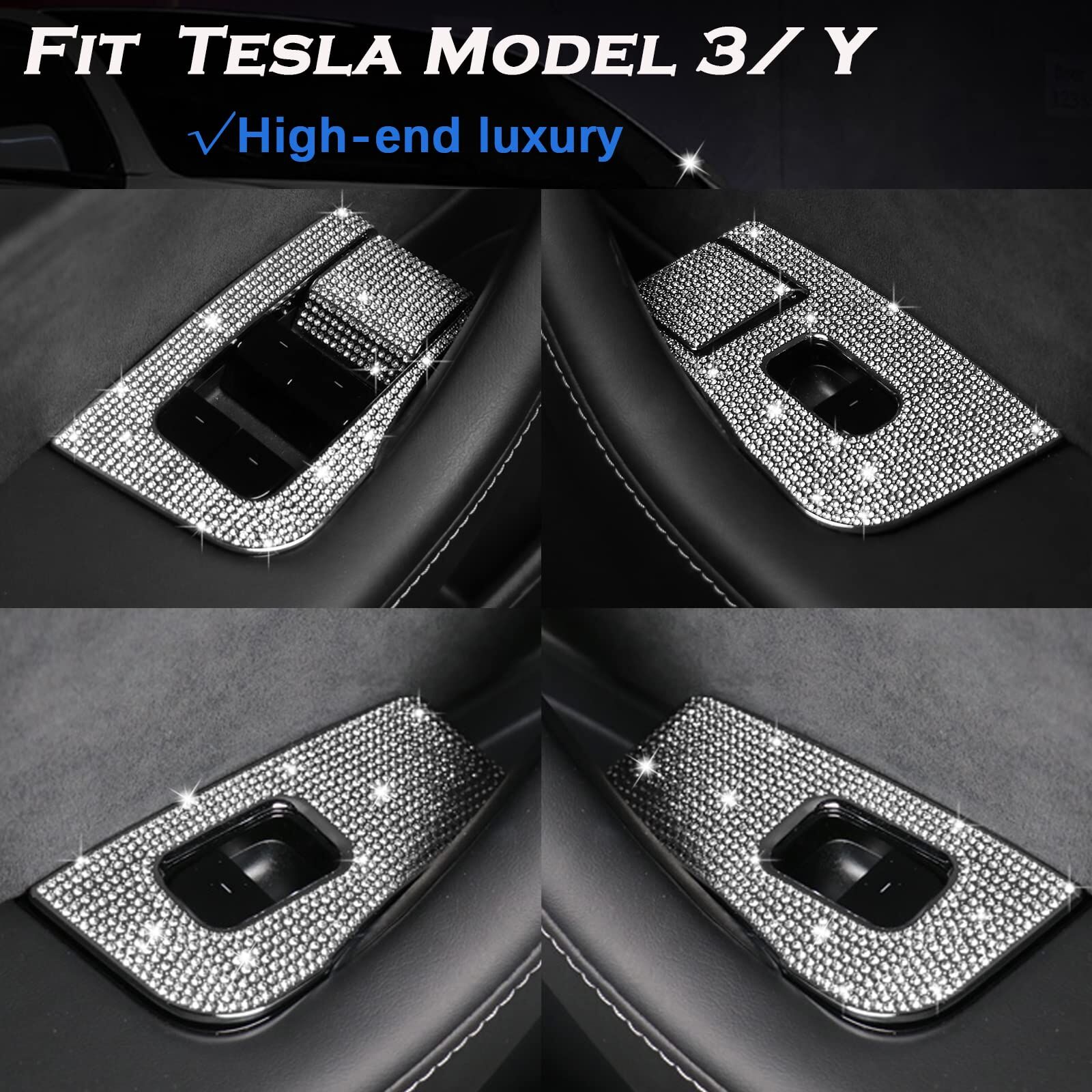Luxury Bling Crystal Rear Air Vent Outlet Trim For Tesla Model 3 ...