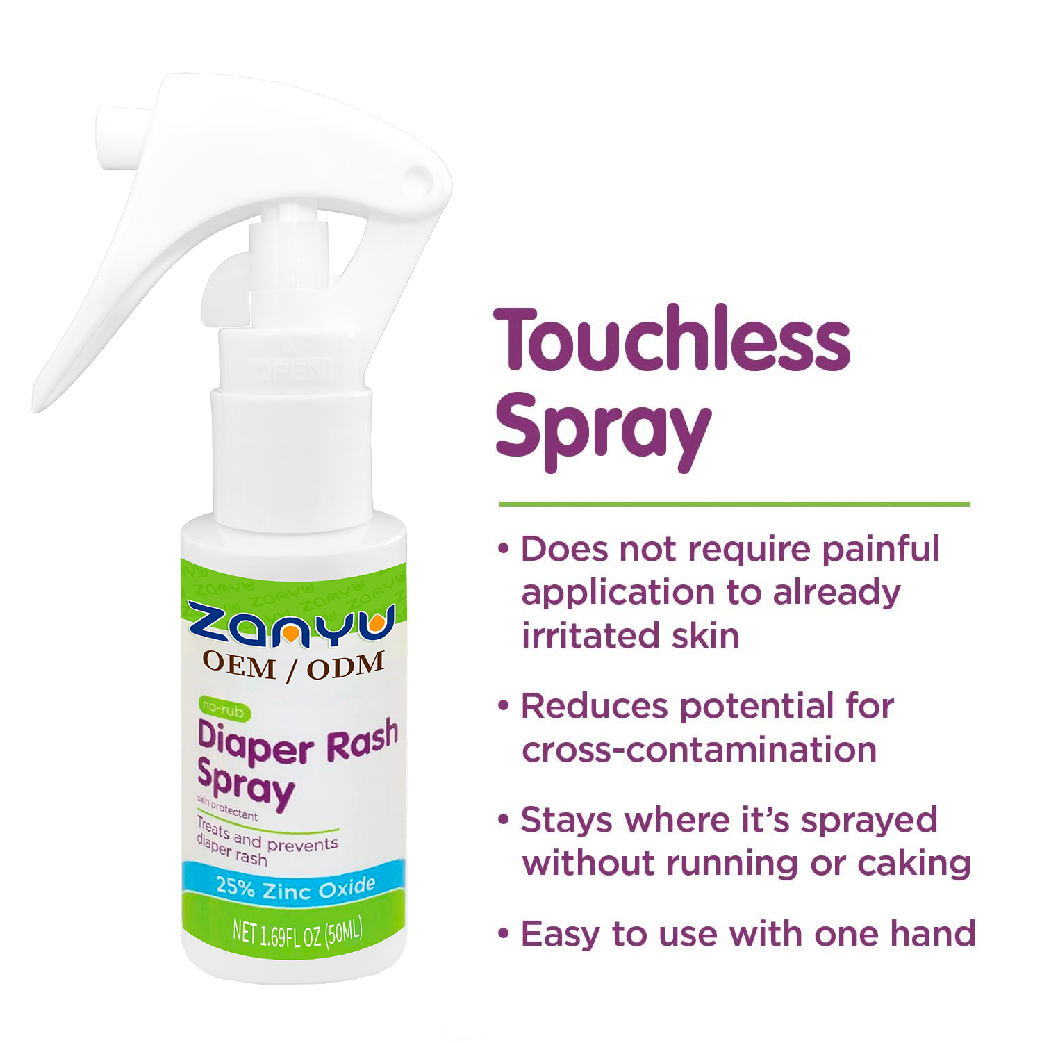Private Label No-rub Diaper Rash Spray Zinc Oxide Spray Eczema Cream ...