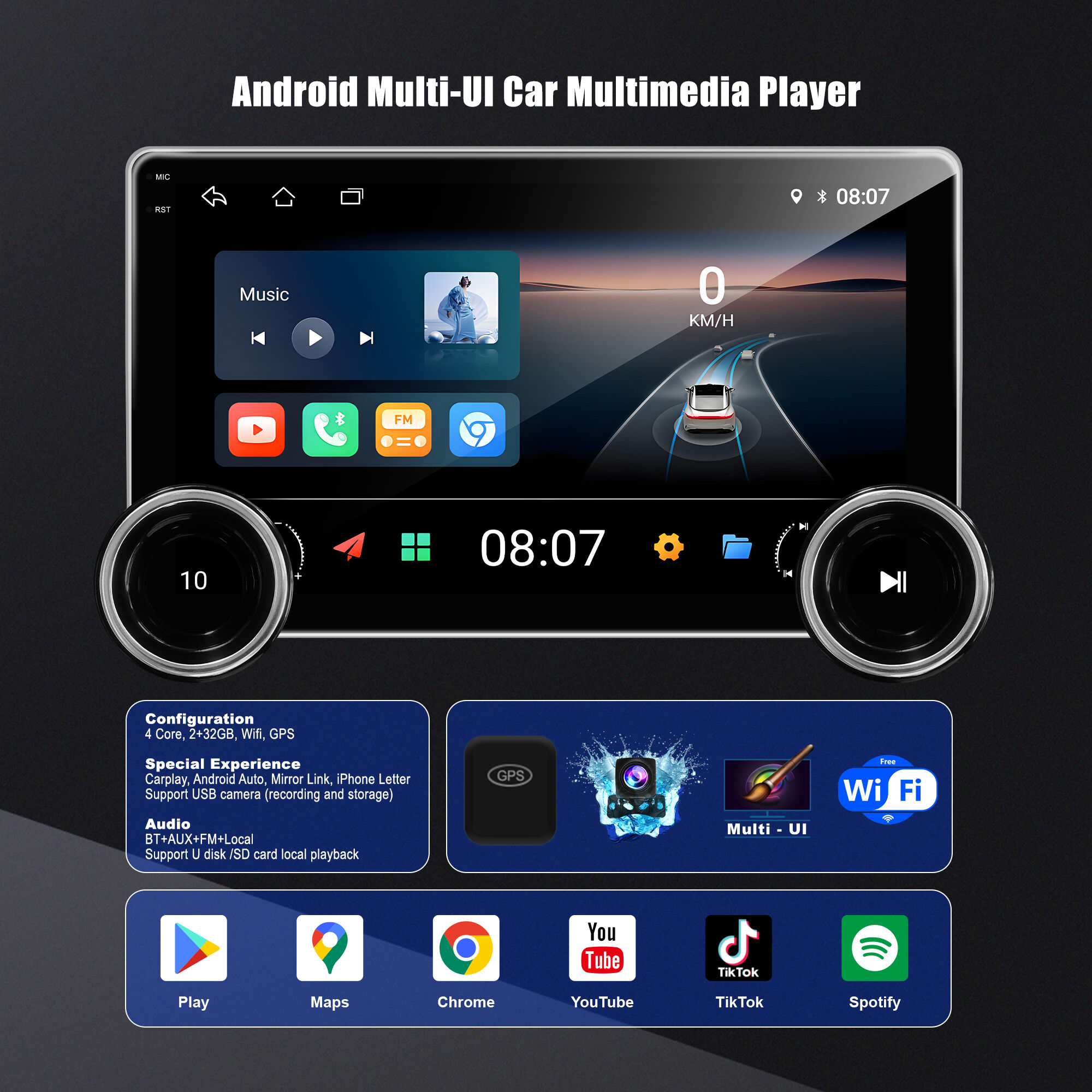 Buy China Wholesale Multimedia Car Android Auto Double Knob 2 Din ...