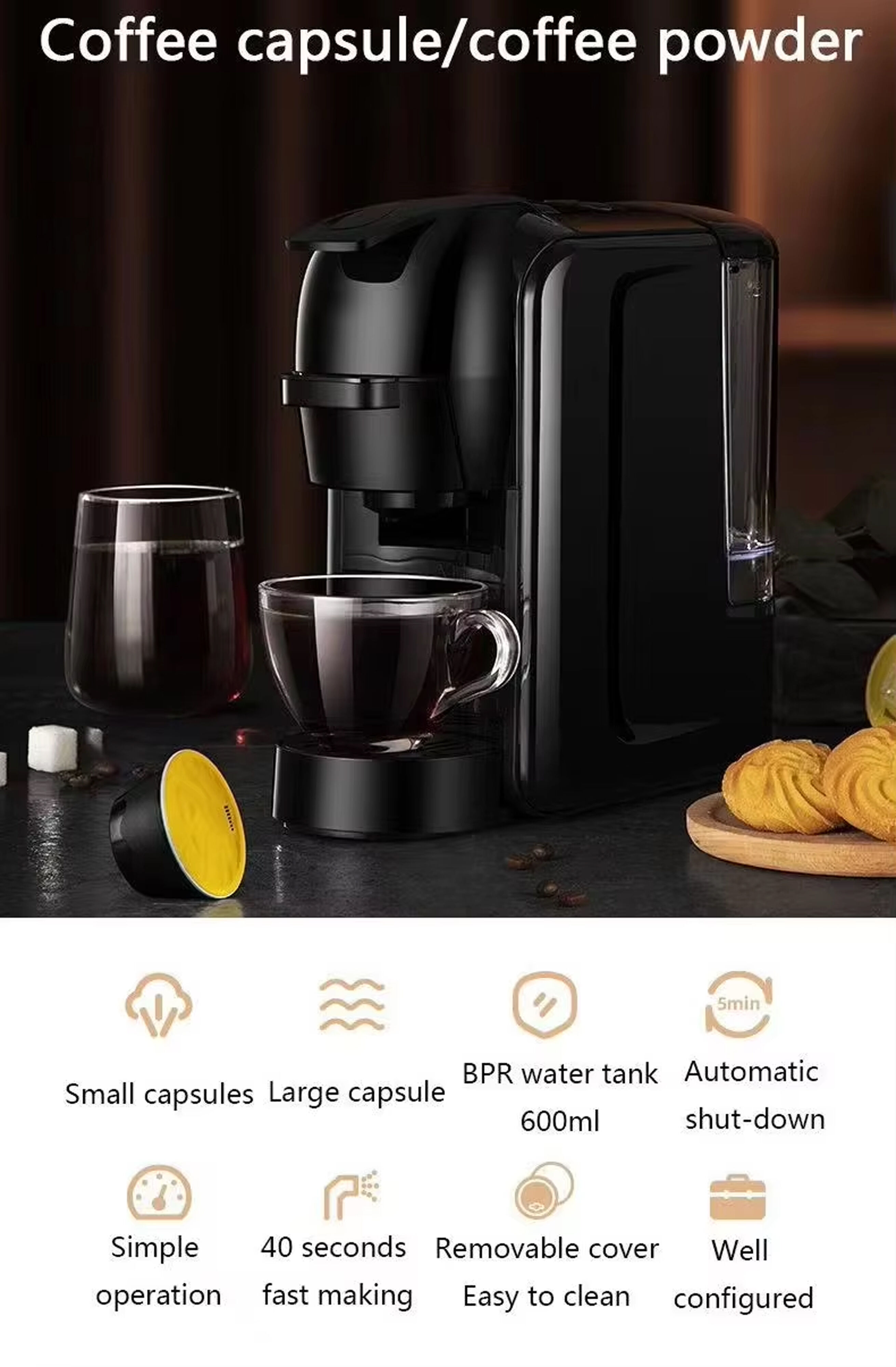 China Factory Direct Sales K Cup Coffee Machines 1450w 19 Bar Multi ...
