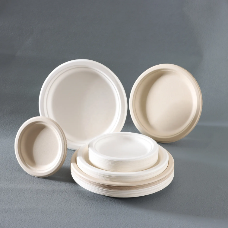 100% Biodegradable Sustainable Round Sugarcane Bagasse Plates In ...