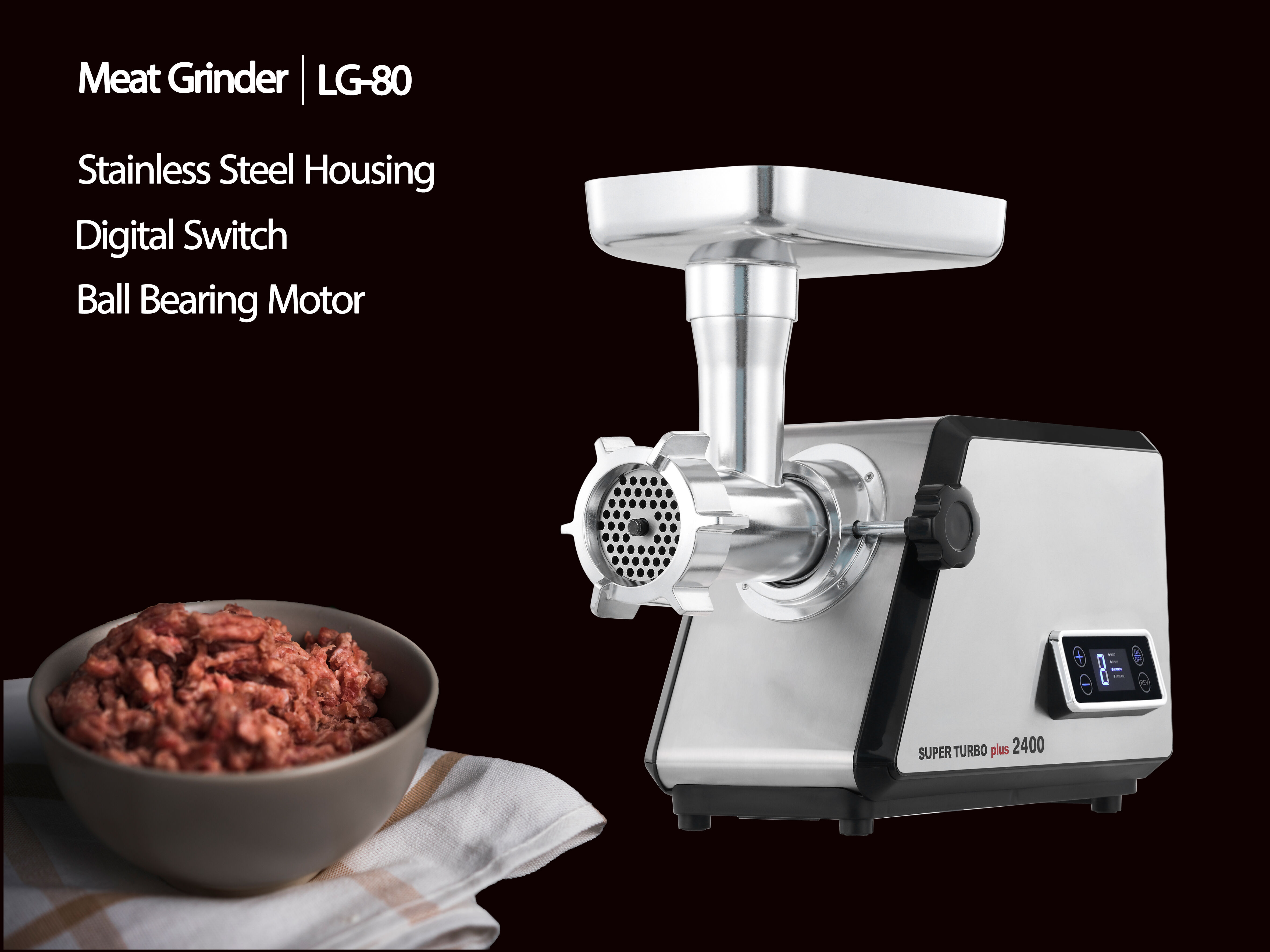 Professional #12 Meat Grinder Powerful Metal Gear Box Digital Swicth And Full Stainless Steel ...