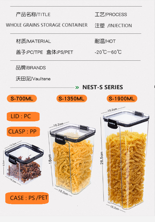 Whole Grains Plastic Storage Containers 1350ml Fridge Storage ...