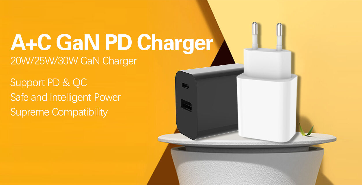 30w Gan Usb Type-c Pd Charger With Qc3.0 Dual Ports Travel Charger ...
