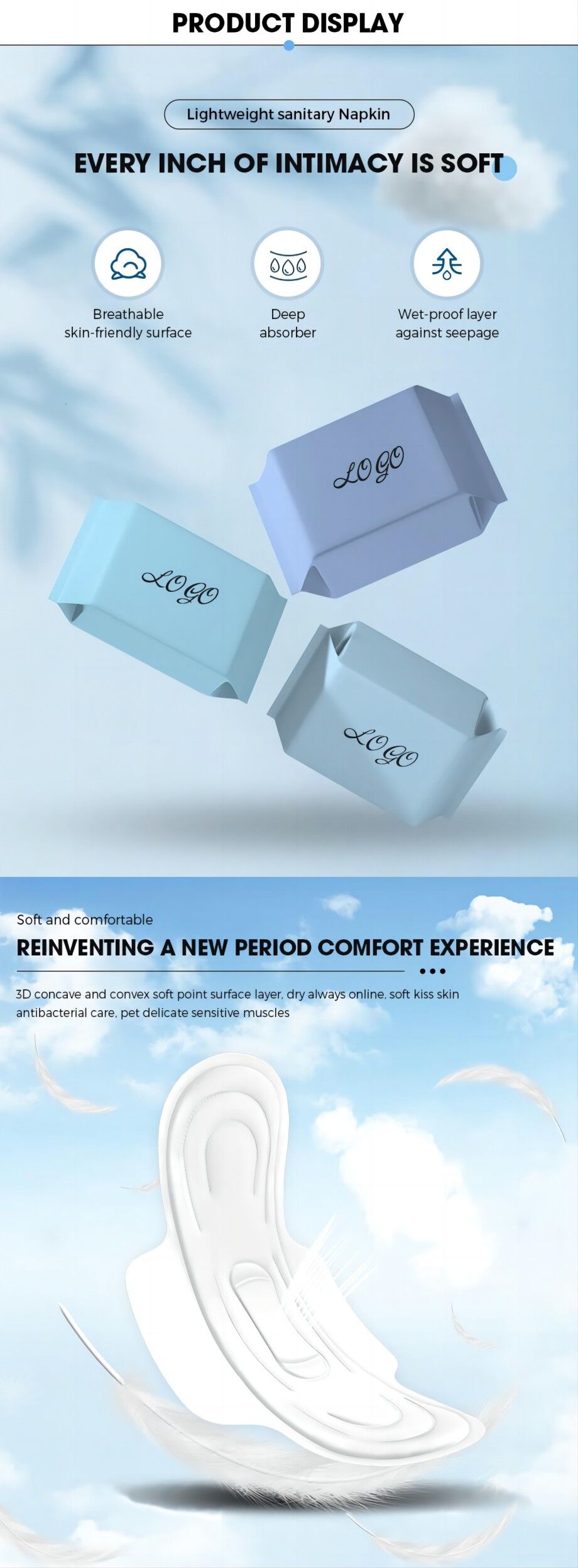 Women's Organic Sanitary Napkin Individually Wrapped Anti Bacterial ...