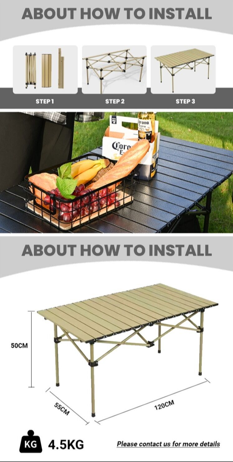 Portable Compact Aluminum Folding Camping Table In Blue 24x18 Inches ...