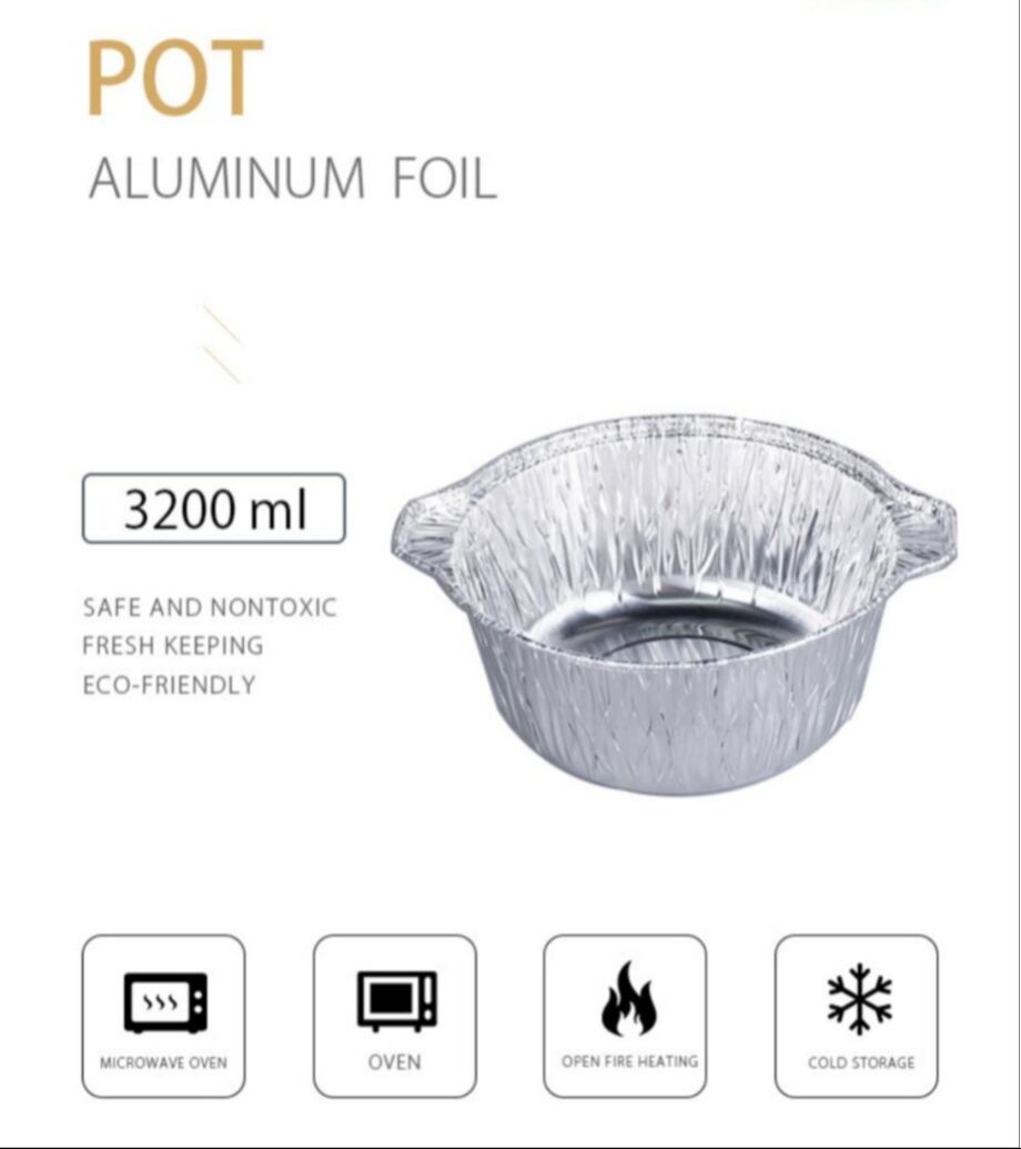 High Quality Disposable 1800ml Aluminum Foil Round Pot With Lid $0.1 ...