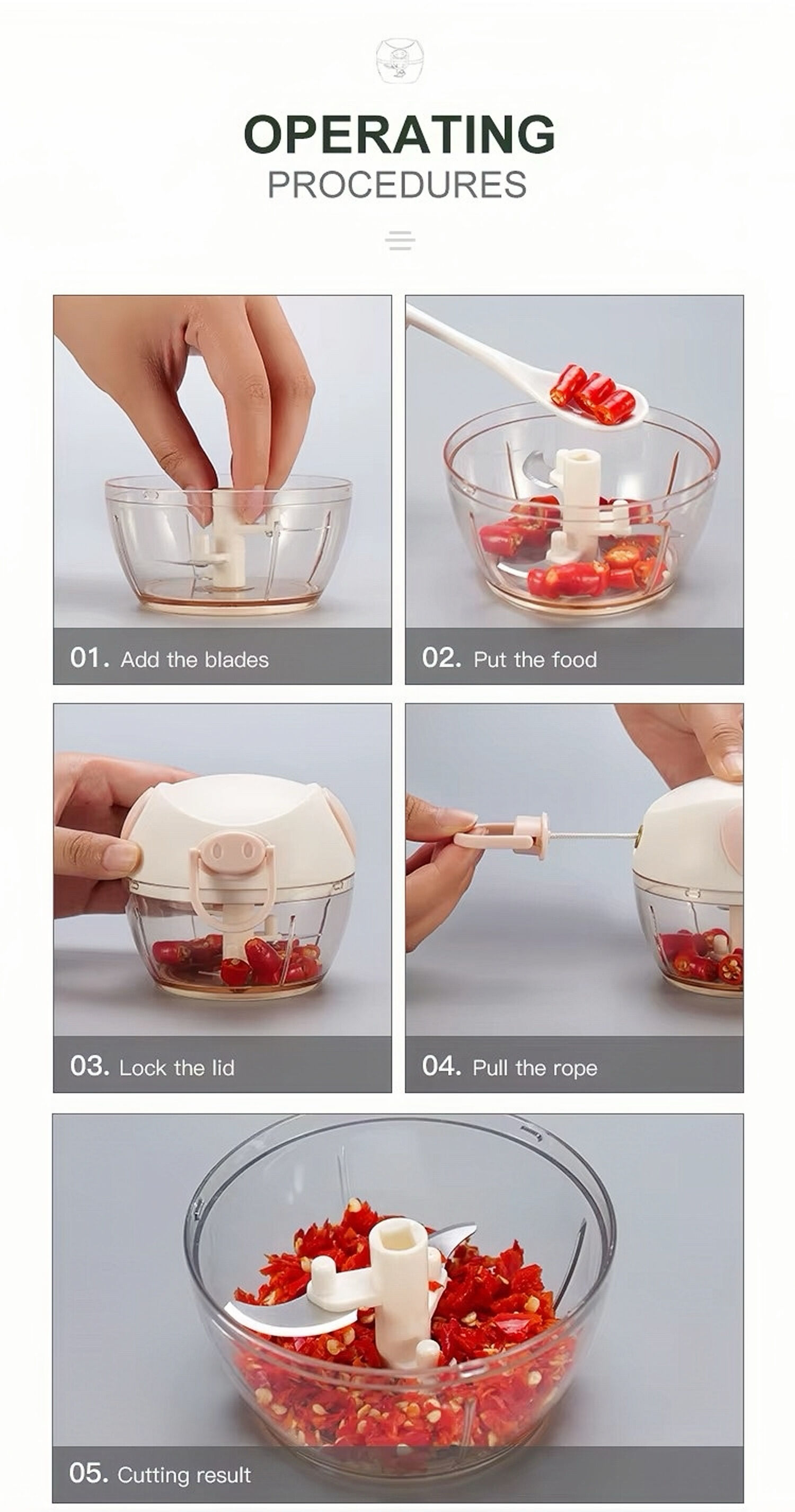 Factory Wholesale Mini Food Cutter Hand Pull Food Chopper Kitchen ...