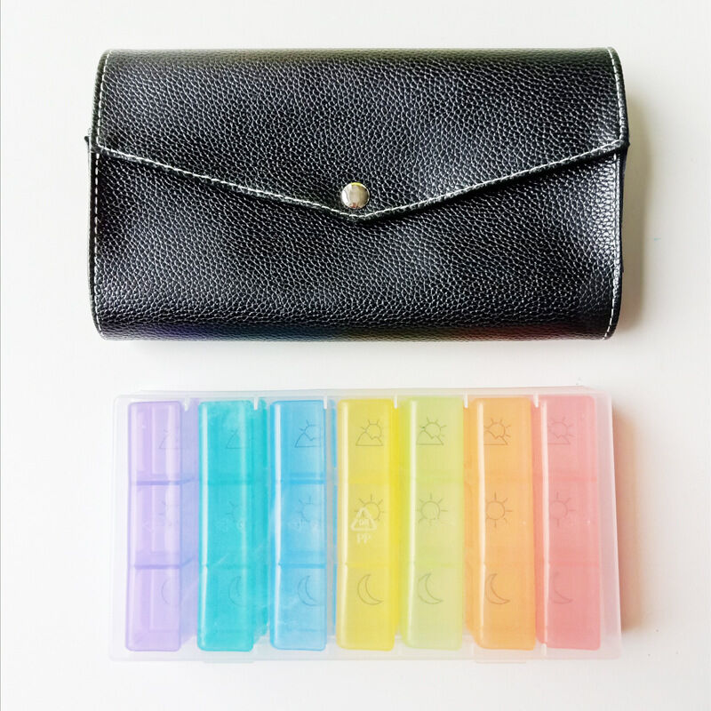 Wholesale 21 Compartments Flap Leather Pouch Portable Pill Box Weekly ...