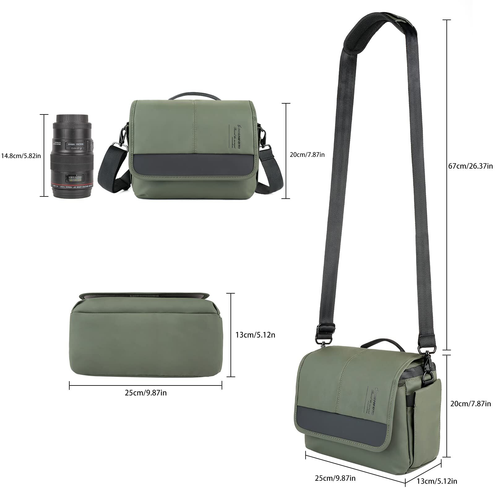 Camera Bag Small Mirrorless Camera Shoulder Bag Purse Waterproof Canvas ...