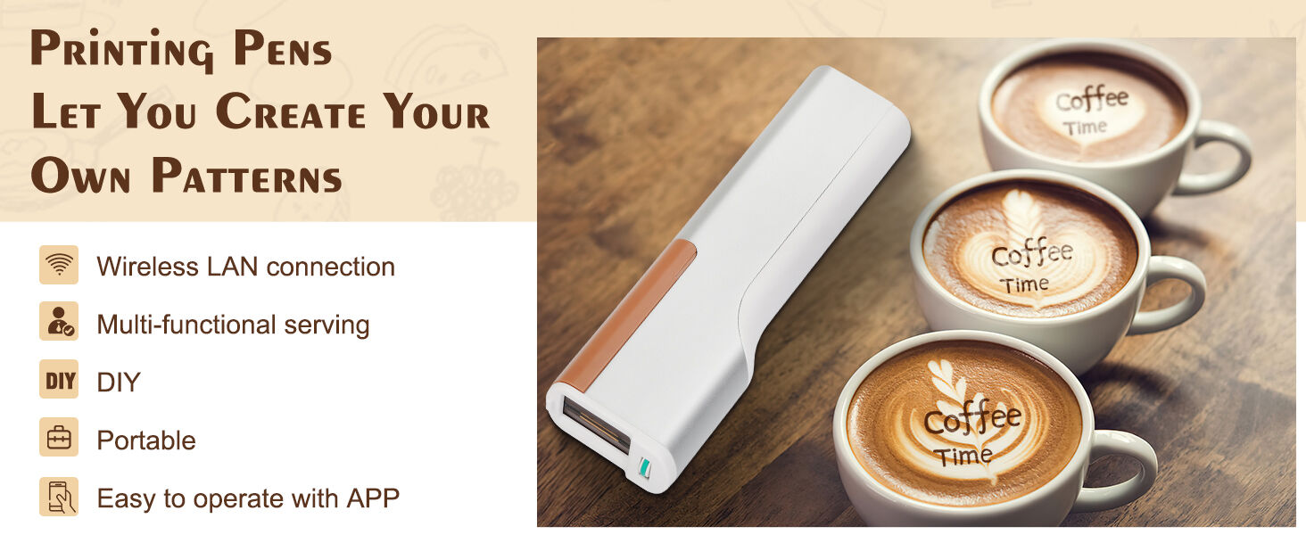 Portable Coffee Printer Print Pen, Replace For Evebot Handheld Print ...