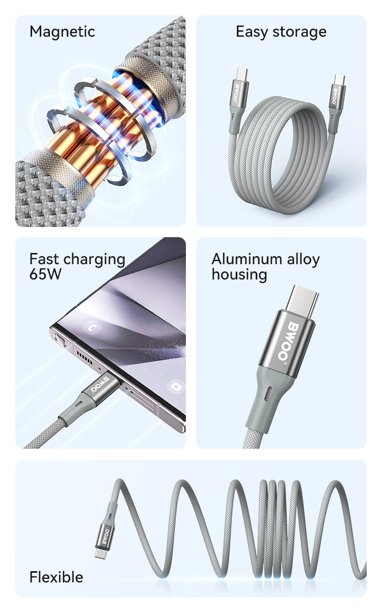 Bwoo 65w Pd2.0 Type-c To Type-c Cable Metal Nylon Braid Data Fast ...