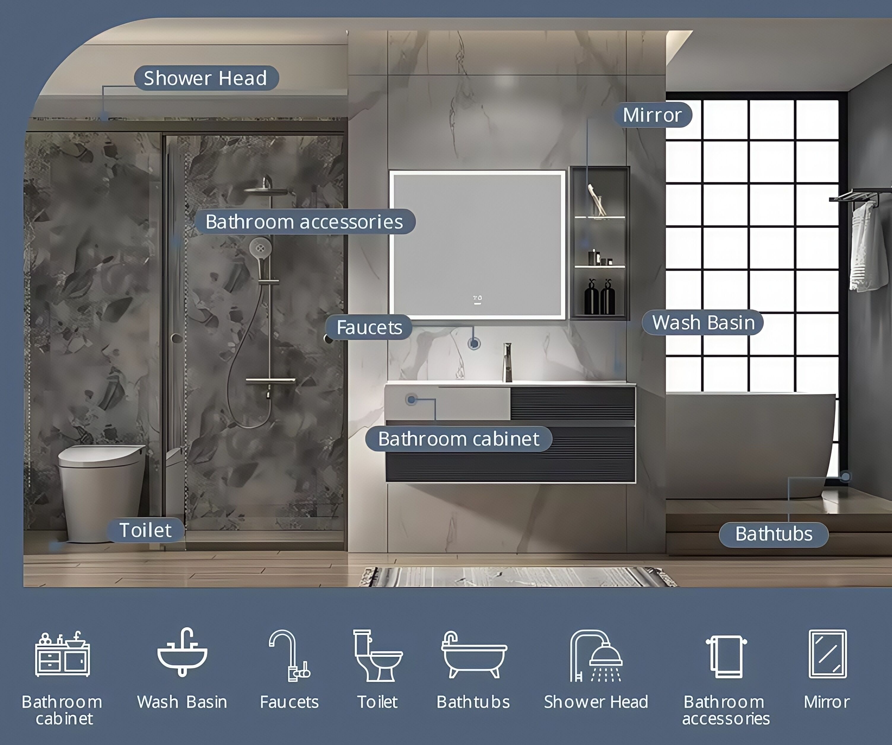 Flexible Customization | Worry-free After-sales | Gray Wall-mounted Bathroom Vanity Units ...