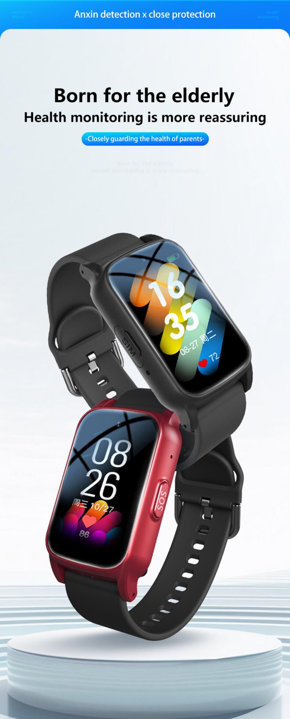 Oem 4g Elderly Smartwatch With Gps Wifi Lbs Location Sos Calling Health ...
