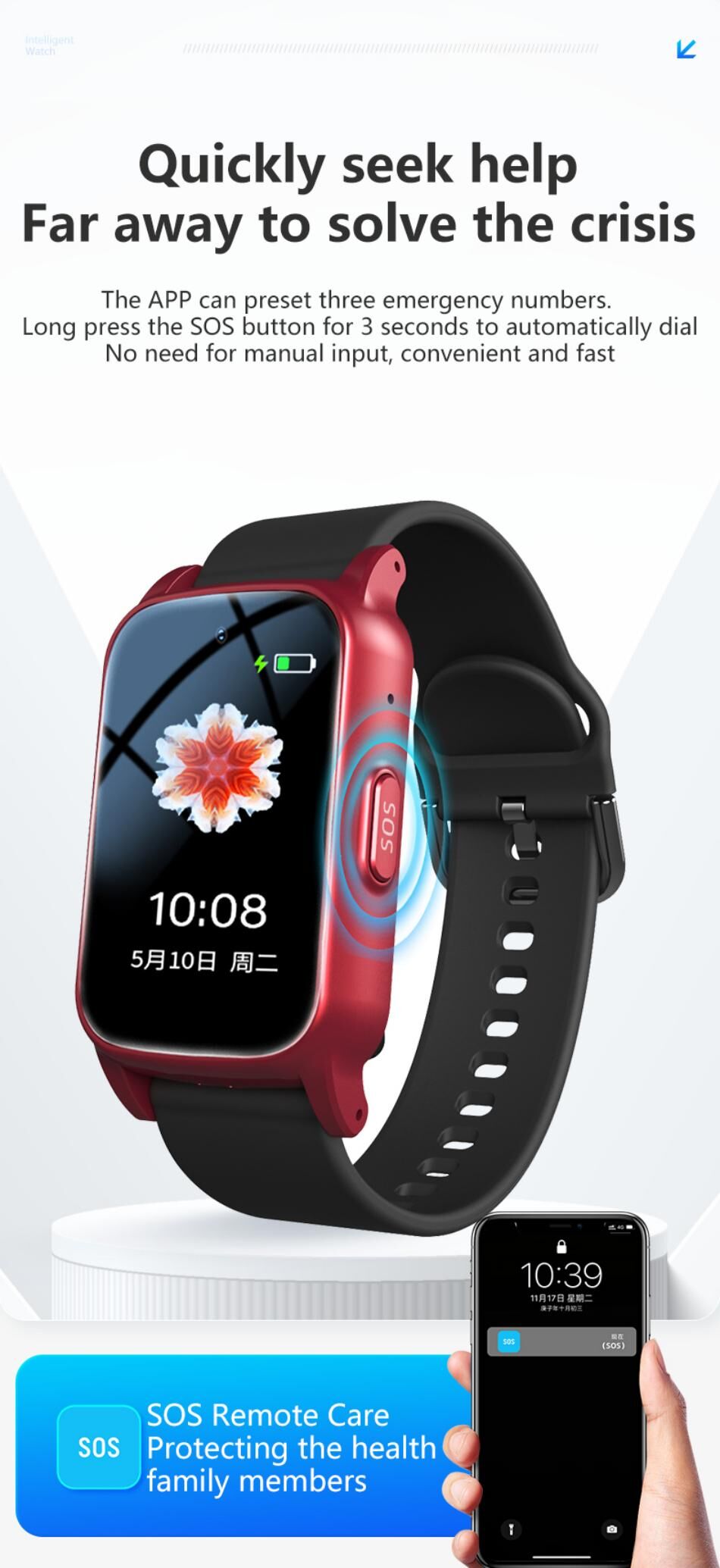 Oem 4g Elderly Smartwatch With Gps Wifi Lbs Location Sos Calling Health ...