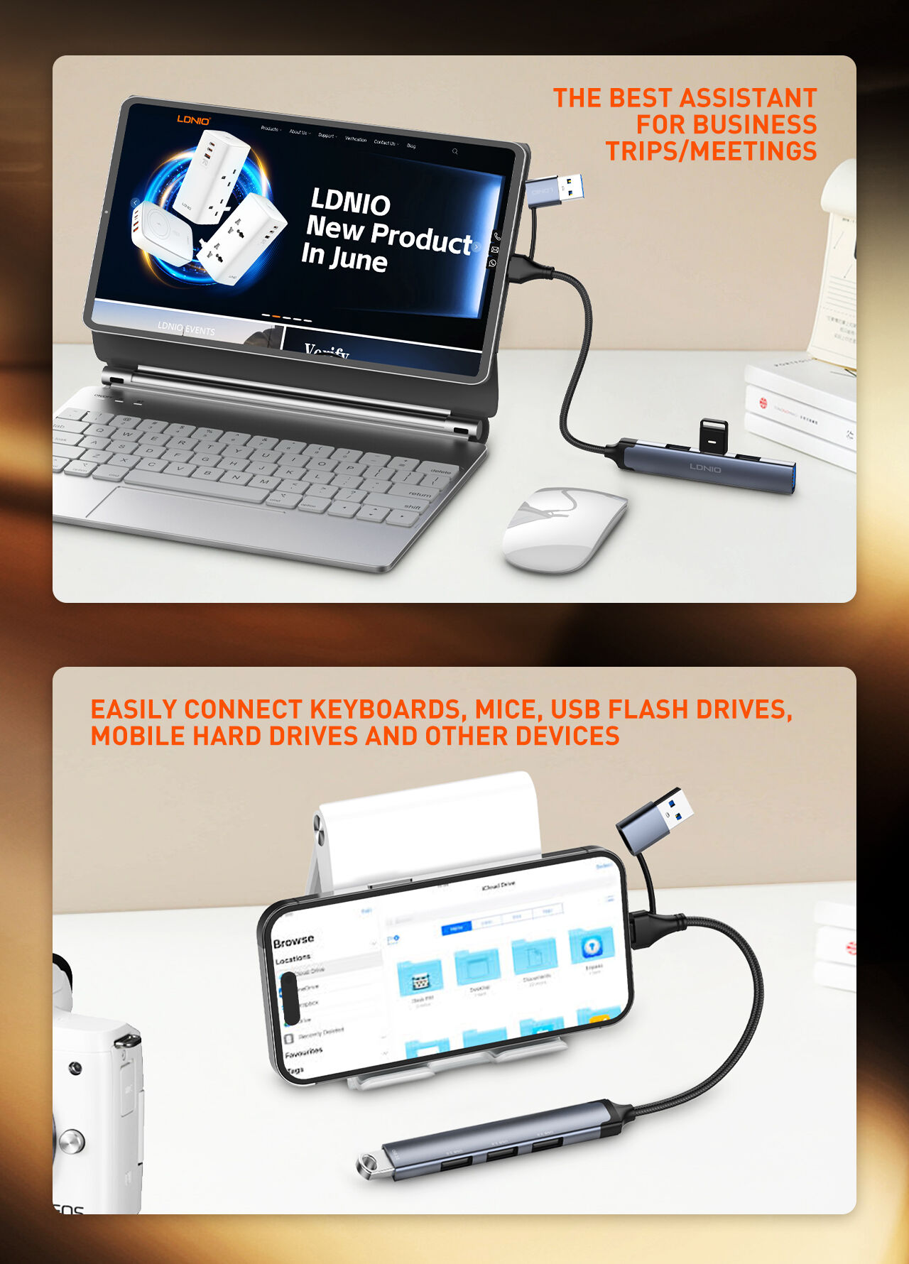 Dual-input 5-in-1 Usb Hub Adapter｜usb3.0 (5gbps) + Type-c 2.0 + 3×usb2 ...