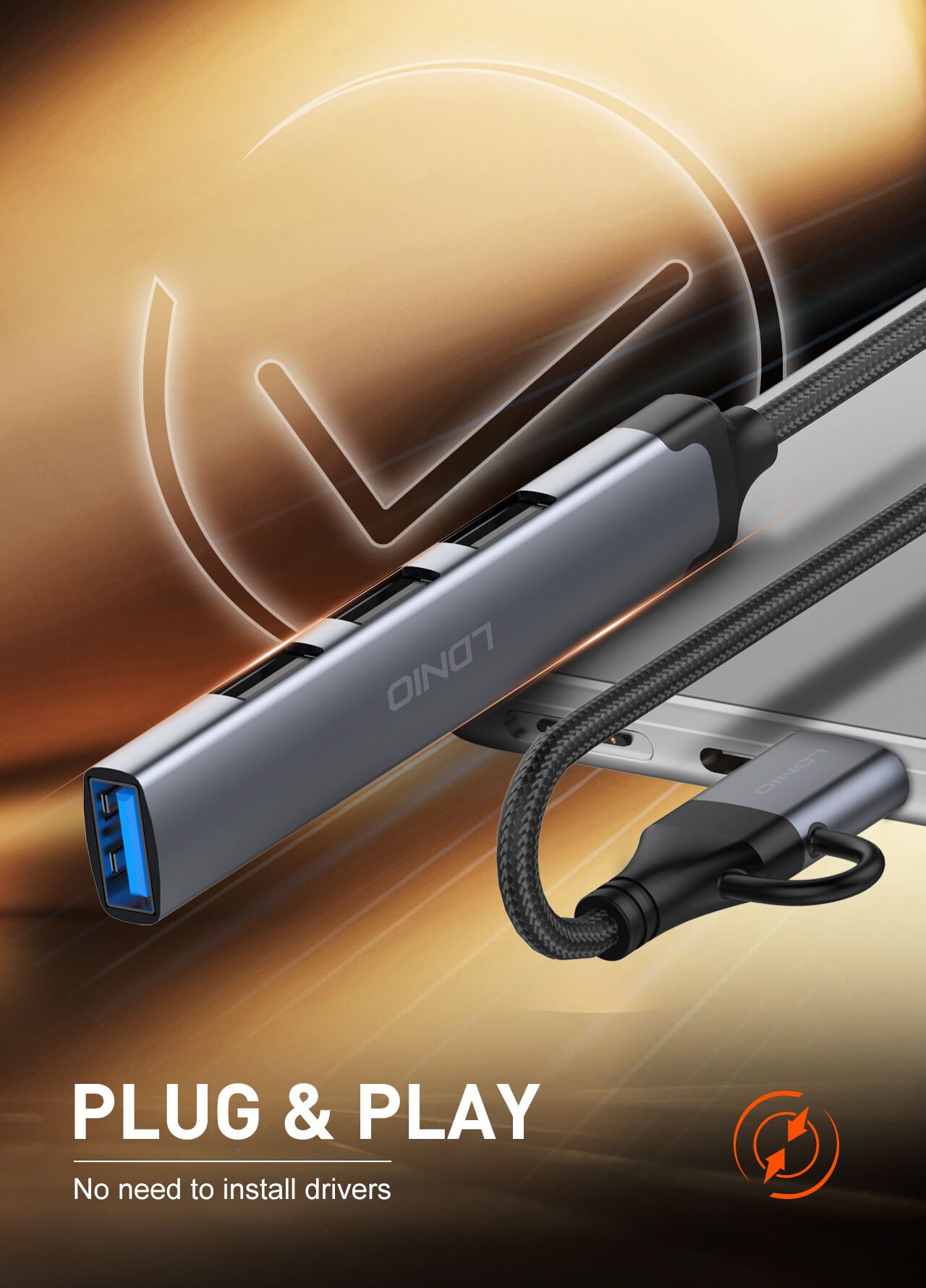 Dual-input 5-in-1 Usb Hub Adapter｜usb3.0 (5gbps) + Type-c 2.0 + 3×usb2 ...