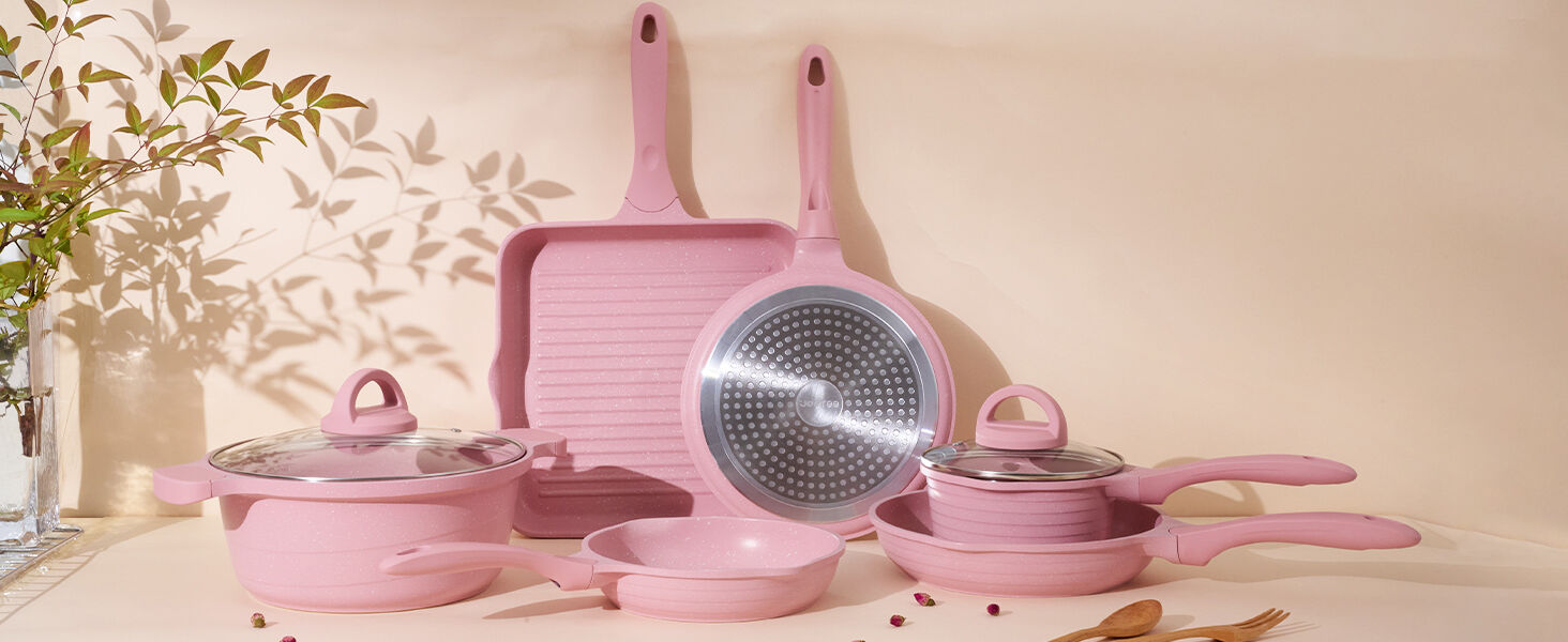 Factory Direct High Quality China Wholesale Pink Pots And Pans Set ...