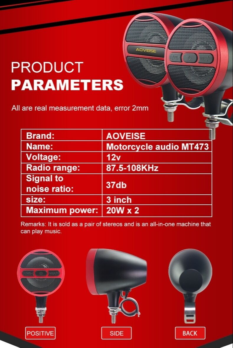 Aoveise Mt473 12v Hot Sale Motorcycle Usb Mp3 Audio Player Bt ...