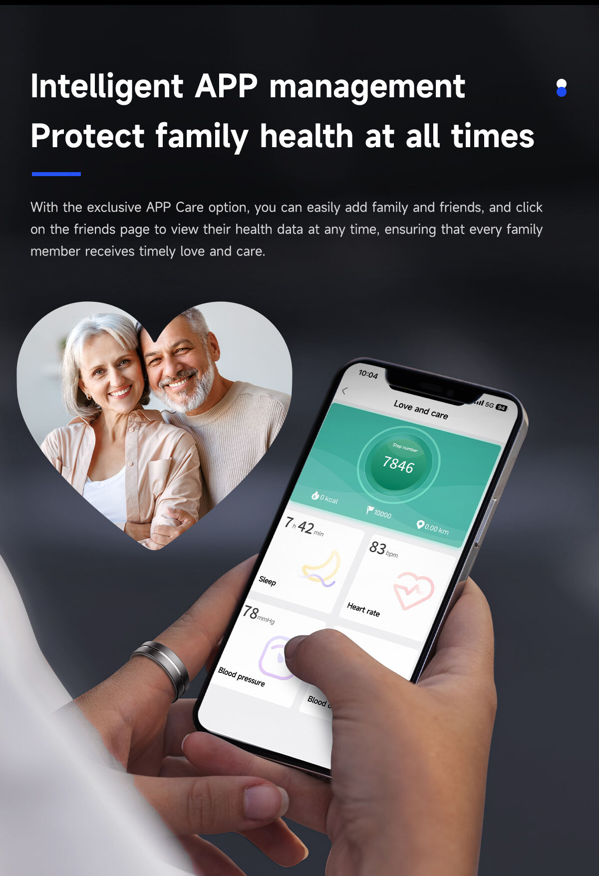 High Tech Kq7 Smart Ring Bluetooth Blood Pressure Sleep Fitness Tracker ...