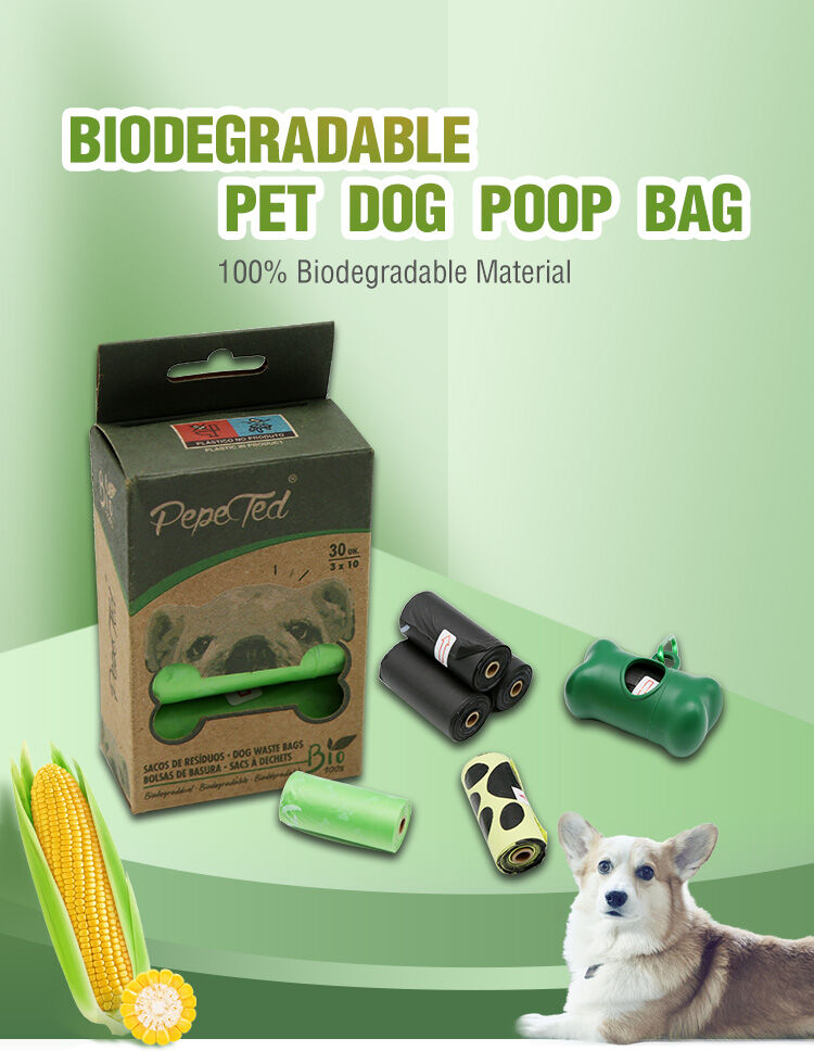 Custom Corn Starch Compostable Large Biodegradable Portable Pet Dog Waste Poop Poo Bags ...