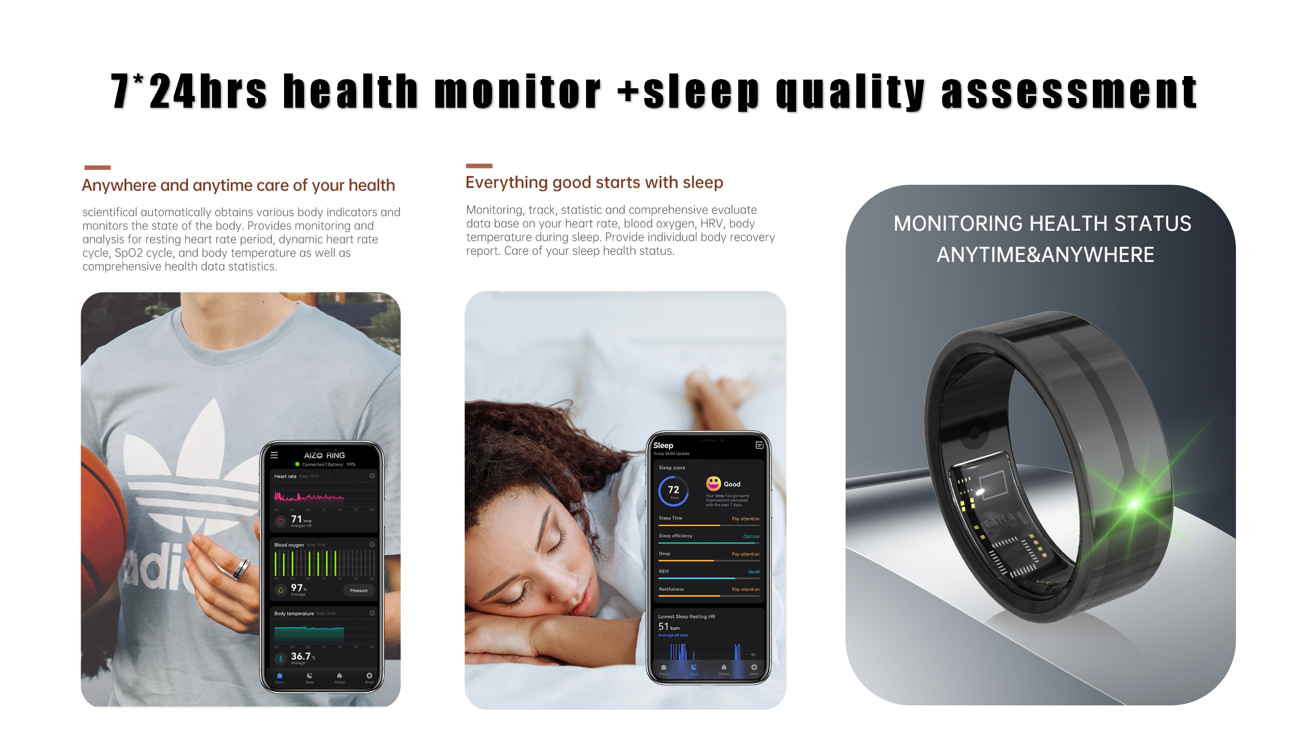 5atm Oem Smart Ring Pro With Breathing Led Time Reminder | Smart Touch ...