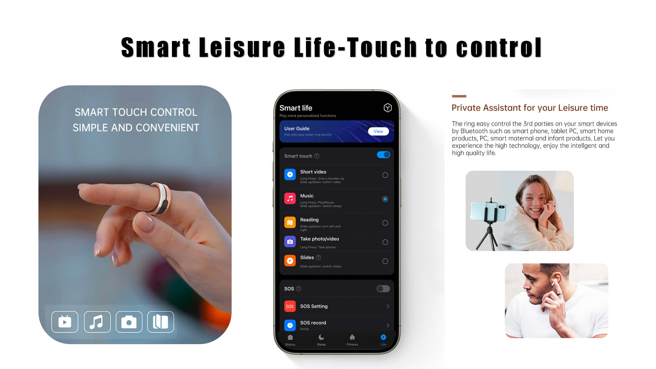 5atm Oem Smart Ring Pro With Breathing Led Time Reminder | Smart Touch ...