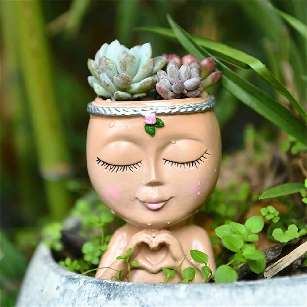 Love Girl Flower Pot, Half-body Succulent Green Plant Pot, Home Storage ...