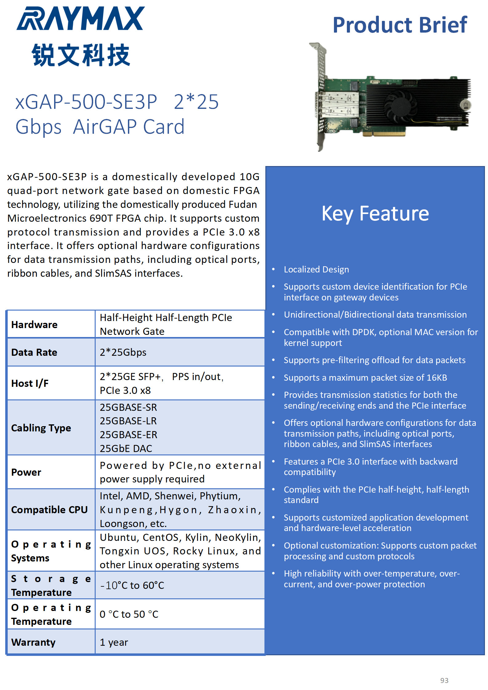 Factory Direct High Quality China Wholesale Raymax Xgap-500-se3p 2*25gbps Airgap Card $6000 from ...