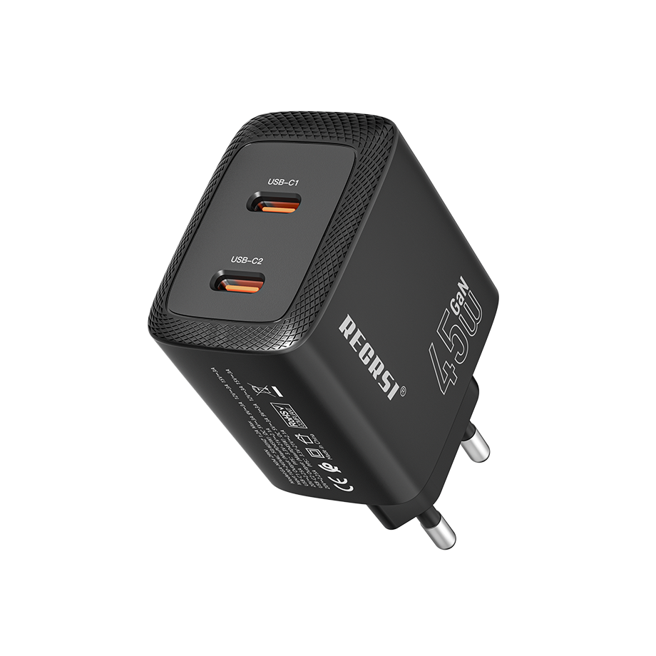 Recrsi Gan Charger Daul Port Usb-c 45w Smarter Power Supply Pd Charger ...