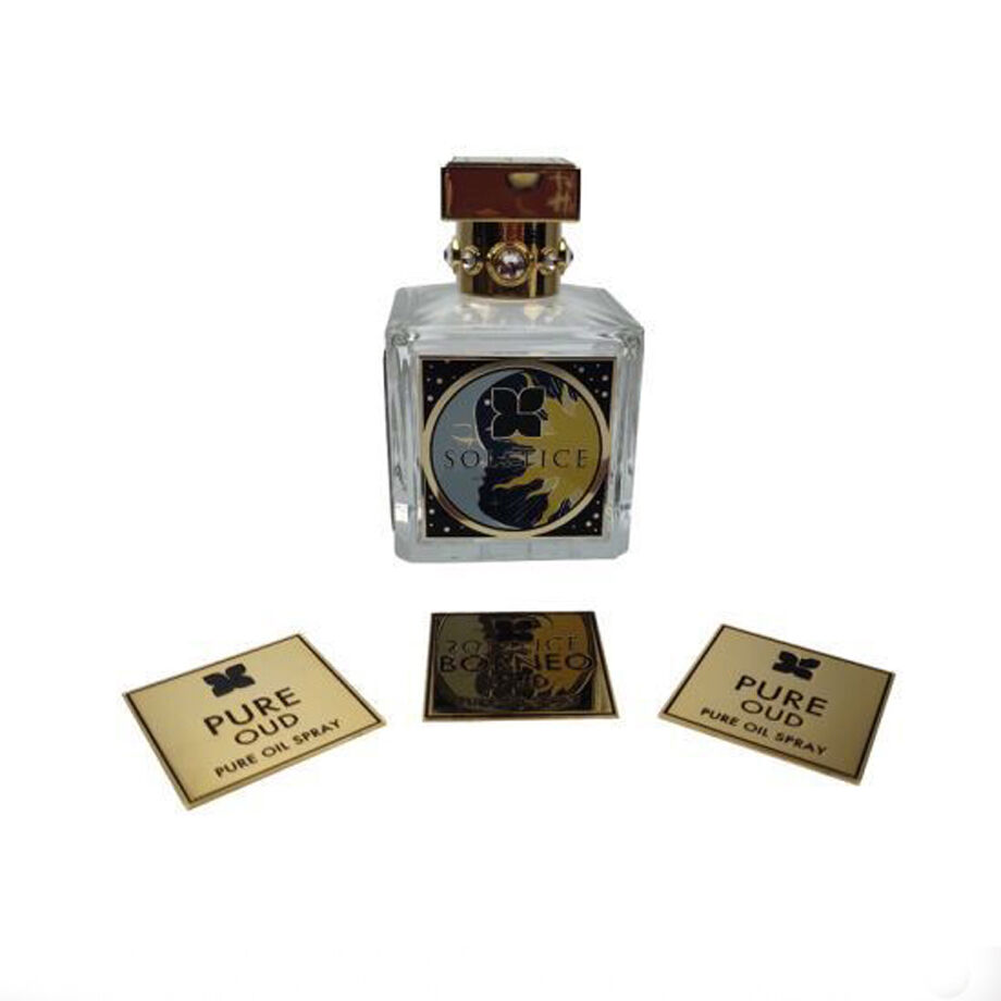 Custom Shaped Label Embossed Perfume Bottle Custom Engraved Logo Metal ...