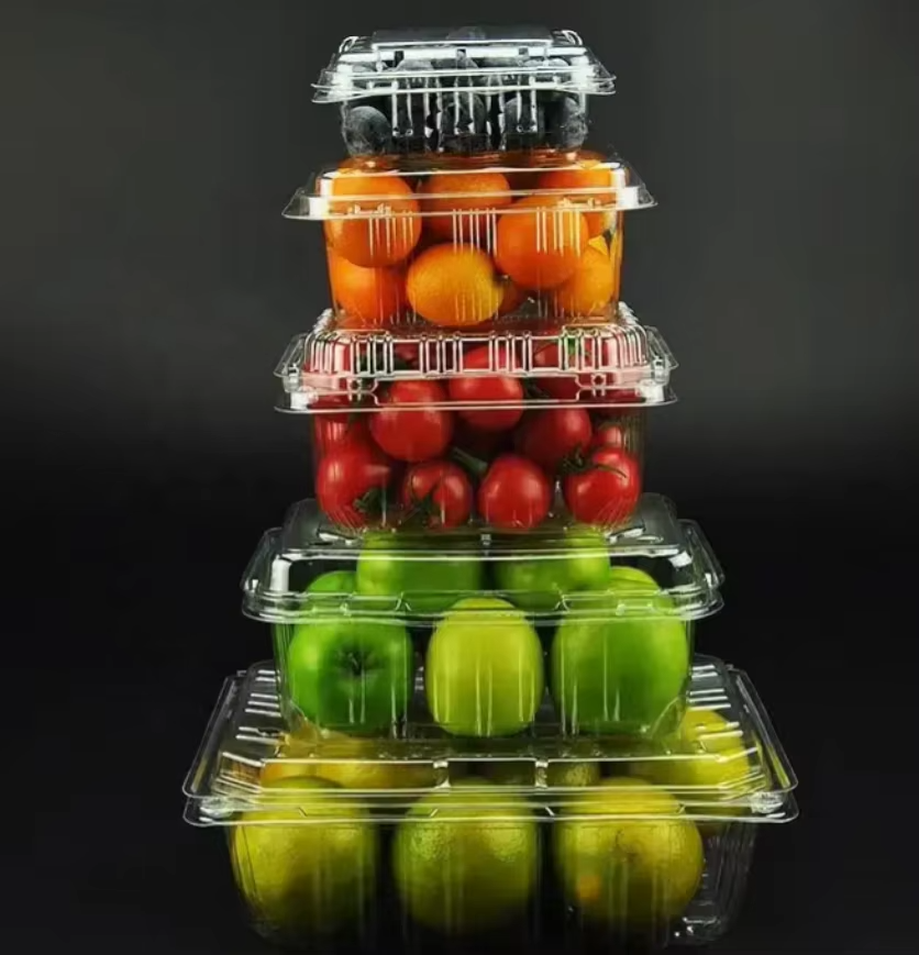 Custom Transparent Reusable Clear Fruit Clamshell Box Disposable Clear ...