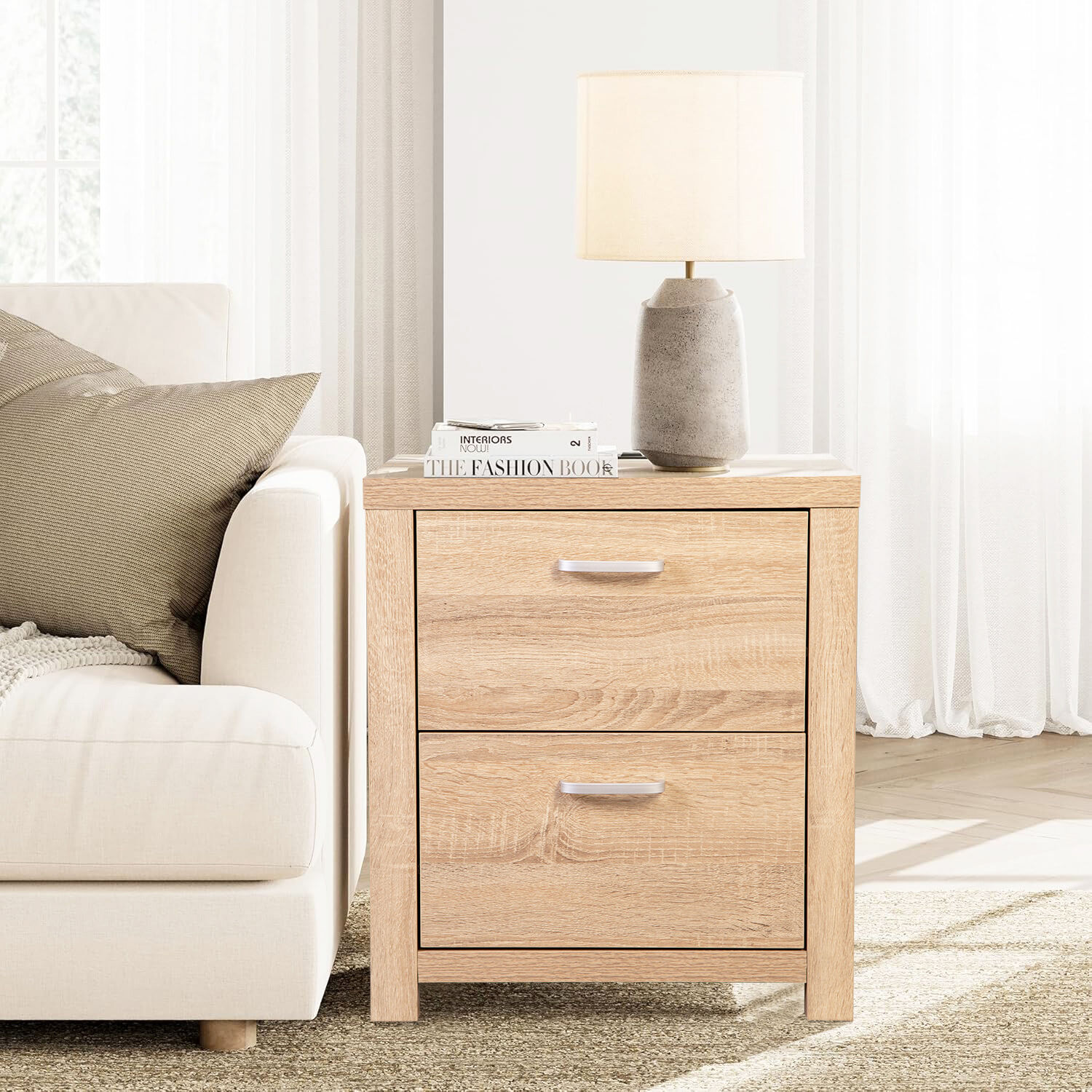 Wooden Night Stand With Drawers, Modern Bedside Table With Storage ...