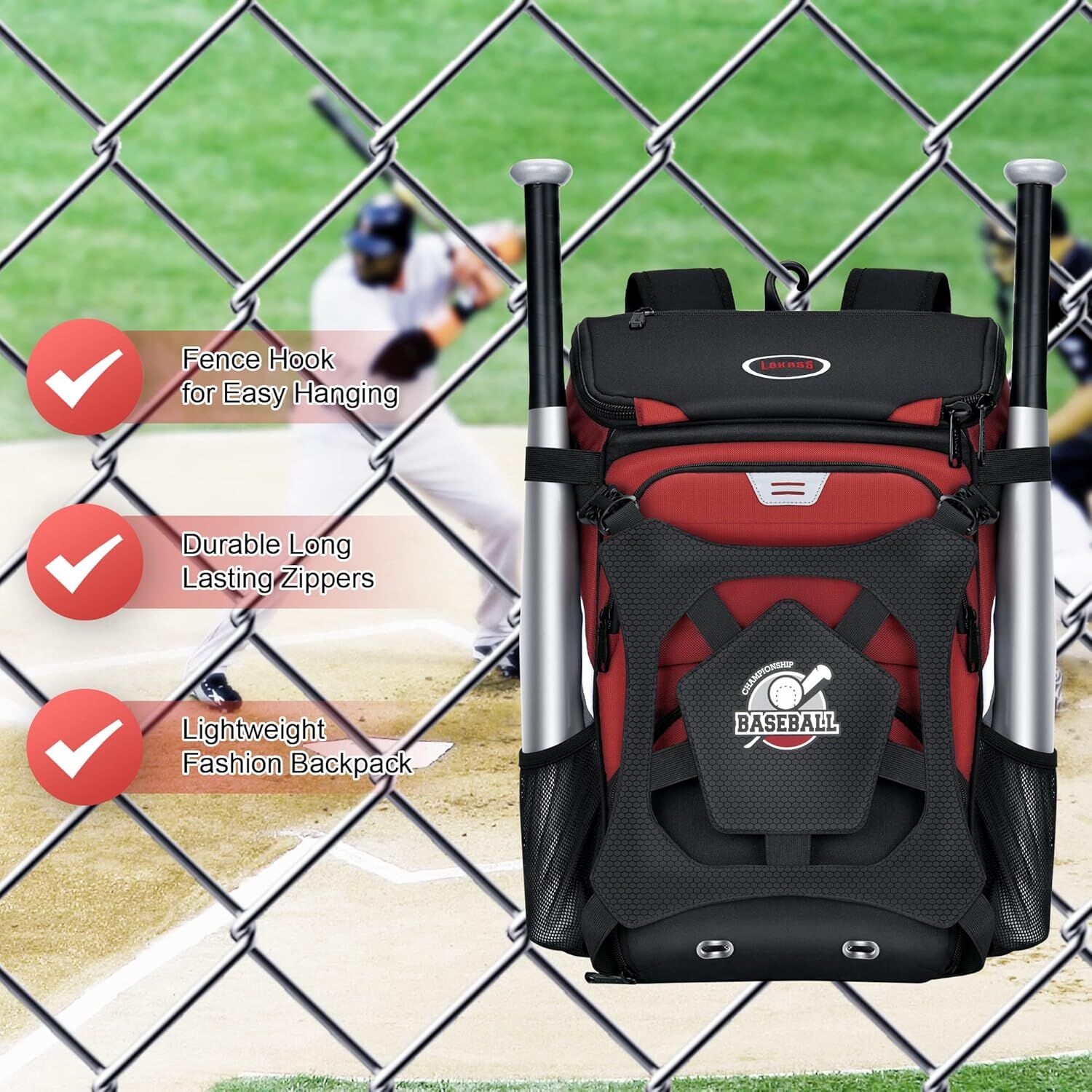 Baseball Bag For Adult And Youth, Large Capacity Bat Bag Lightweight ...
