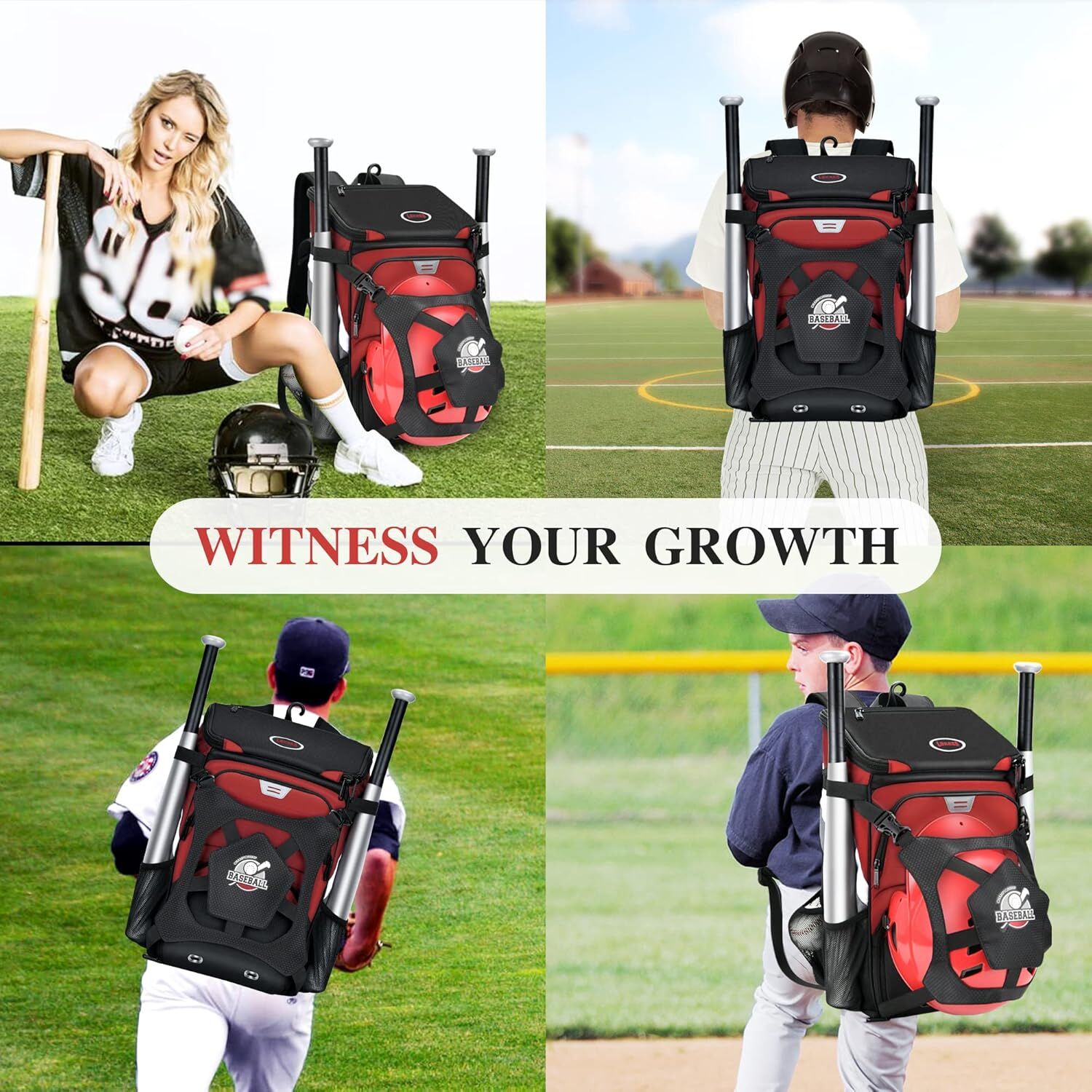 Baseball Bag For Adult And Youth, Large Capacity Bat Bag Lightweight ...