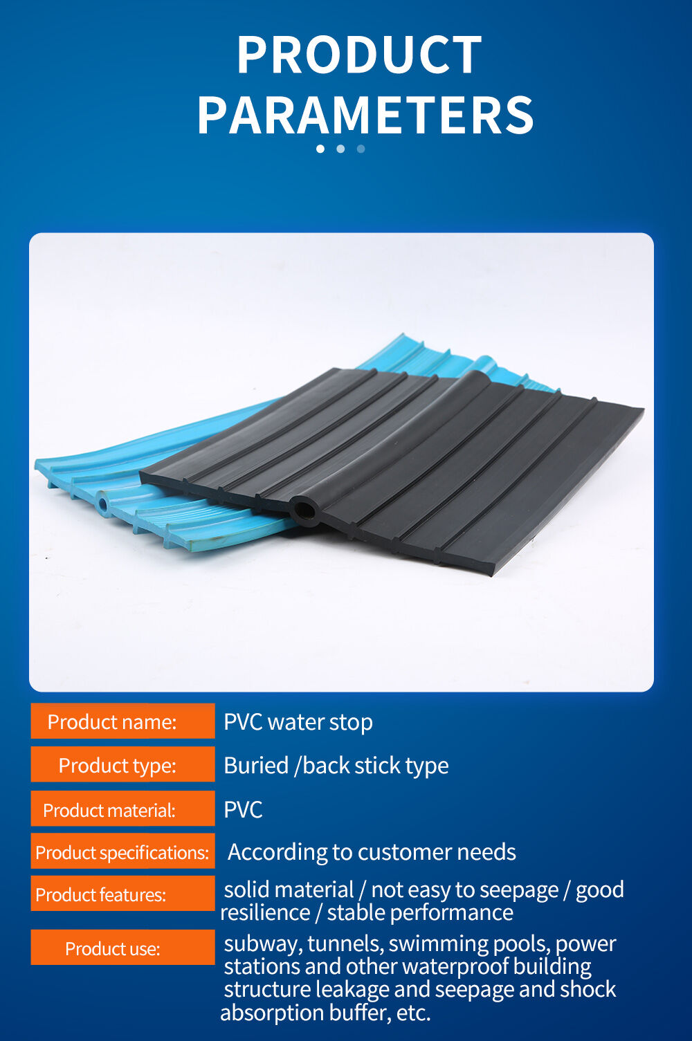 Customized Pvc Waterstop Belts Of Various Sizes Buried/back Stick Pvc ...