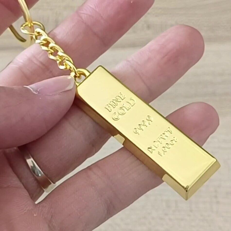 Small Gift Wholesale Creative Metal Gold Brick Keychain Customized Logo ...