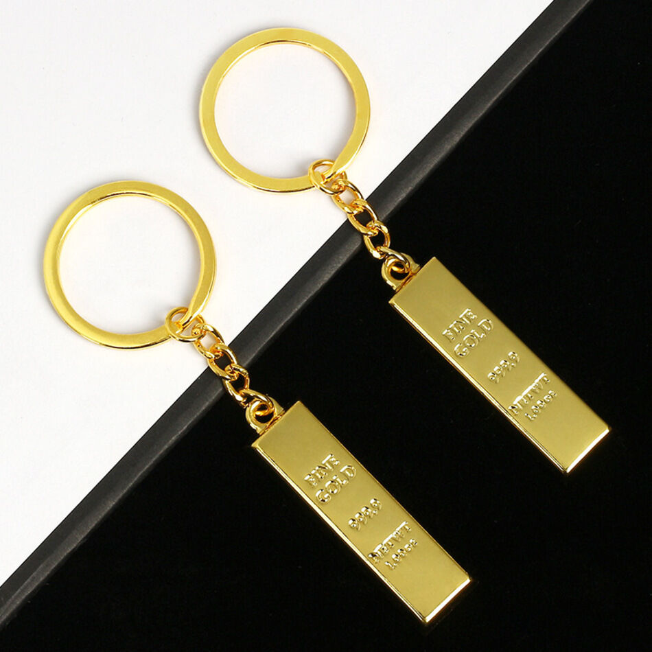 Small Gift Wholesale Creative Metal Gold Brick Keychain Customized Logo ...