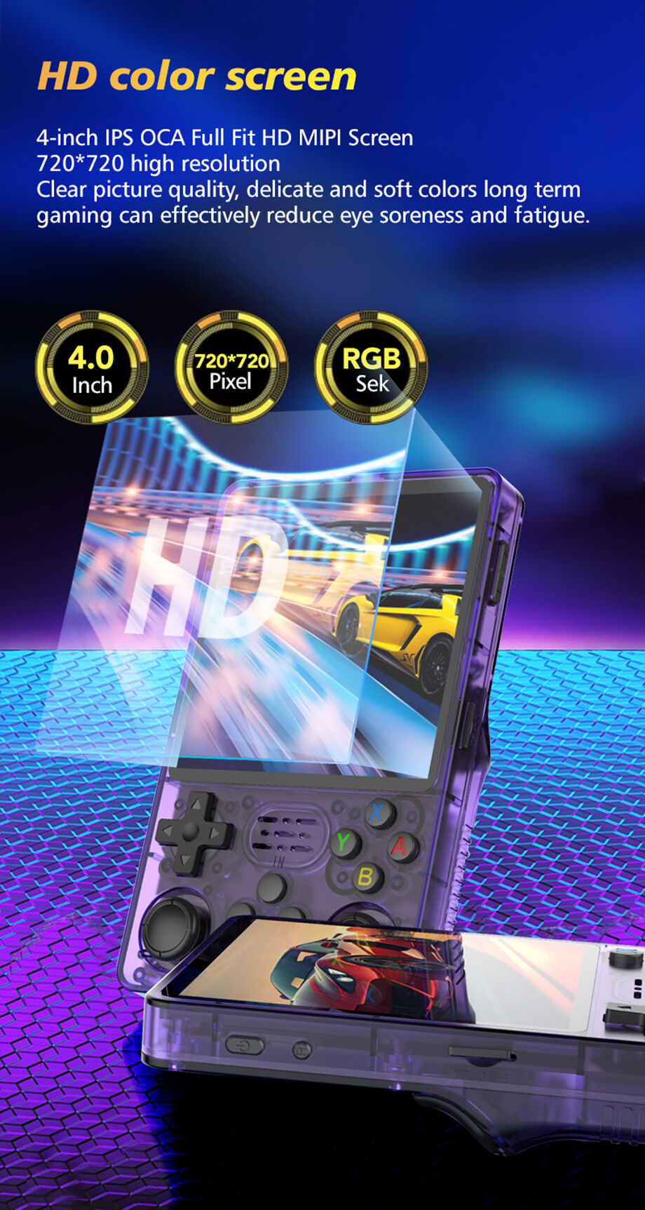 Portable R36 Plus Handheld Game Console 4-inch Hd Screen Video Game Console Built-in 3000mah ...