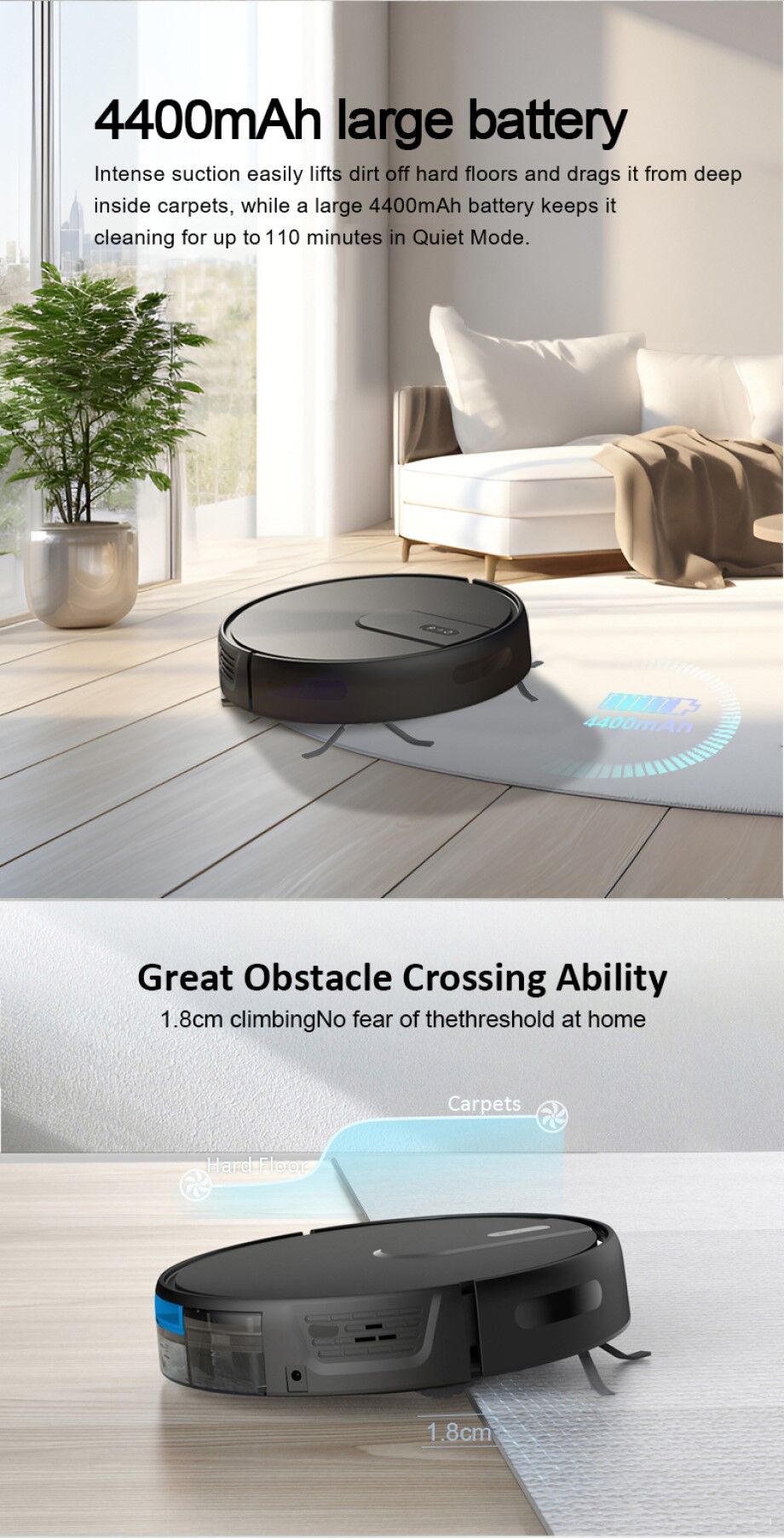 Gyroscope Robot Vacuum Cleaner G1 1500pa Strong Suction 2-in-1 Sweeping ...